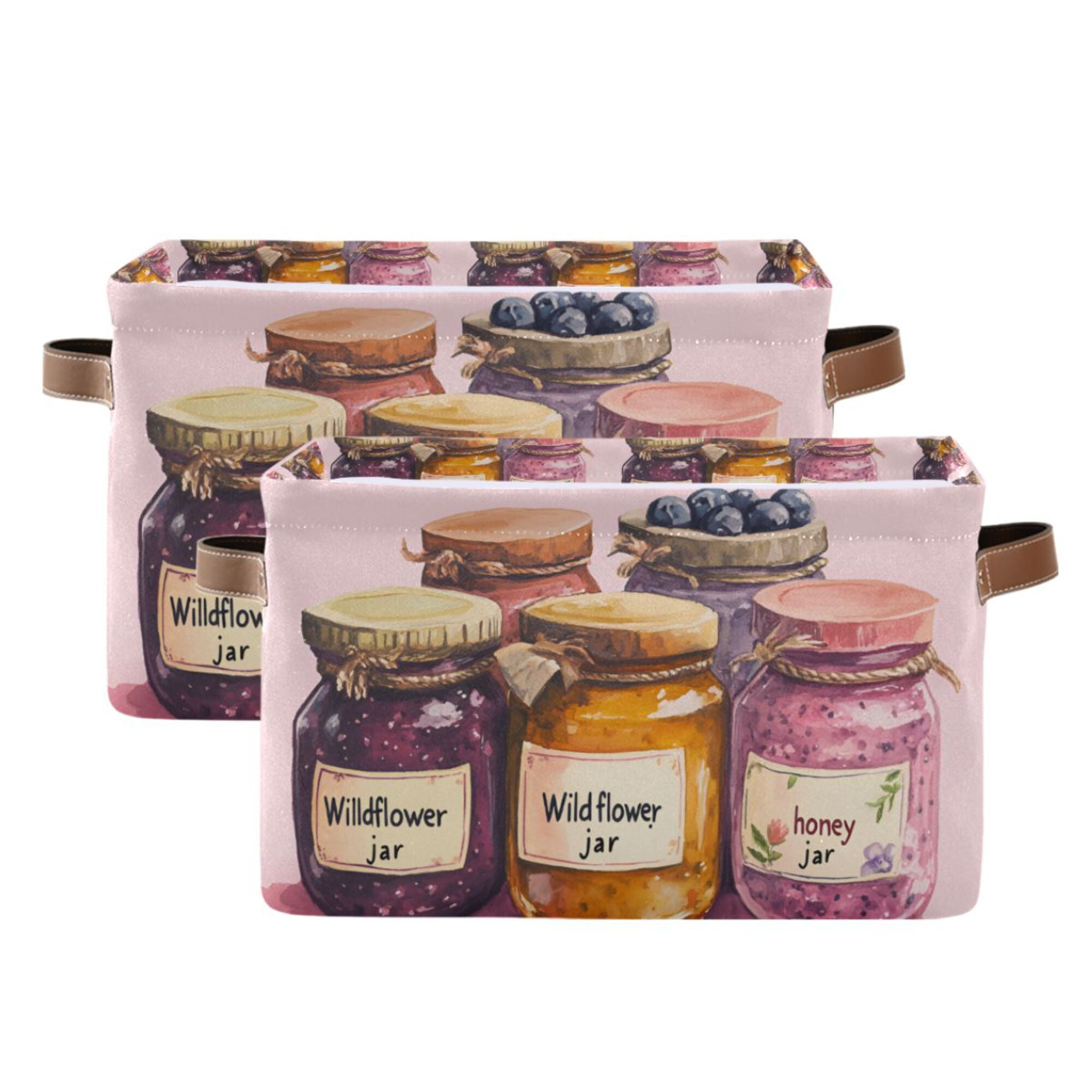 Yayeee 2 Pack Canvas Storage Basket with Handles for Shelves Fabric ...