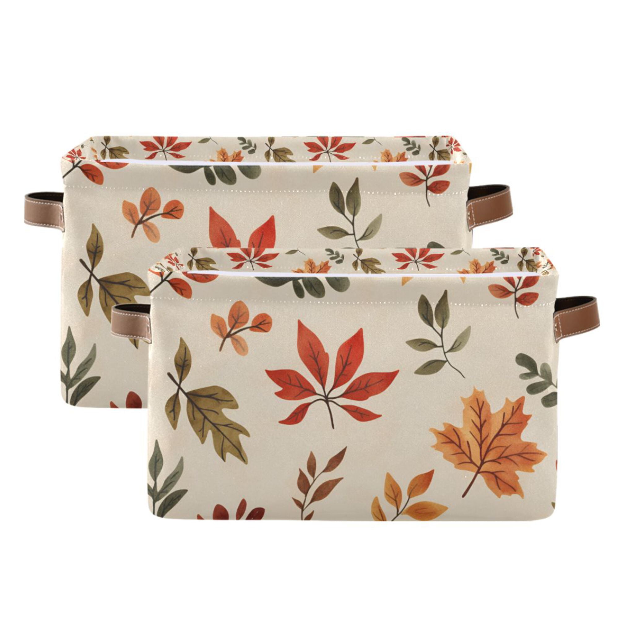 Yayeee 2 Pack Canvas Storage Basket with Handles for Shelves Fabric ...