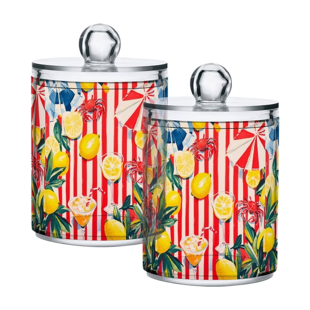 Yayeee 2 Pack Qtip Holder Bathroom Cotton Swab Canister with Lid Clear ...