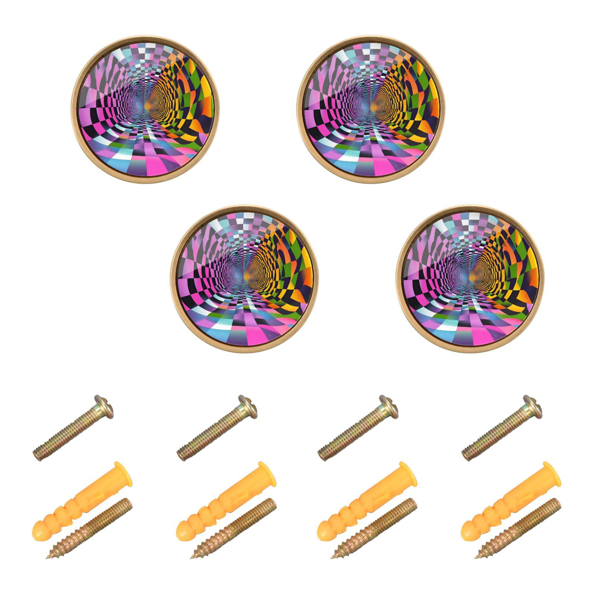 Yayeee 4 Pack Cabinet Knobs with Screws Round Zinc Drawer Pulls for ...