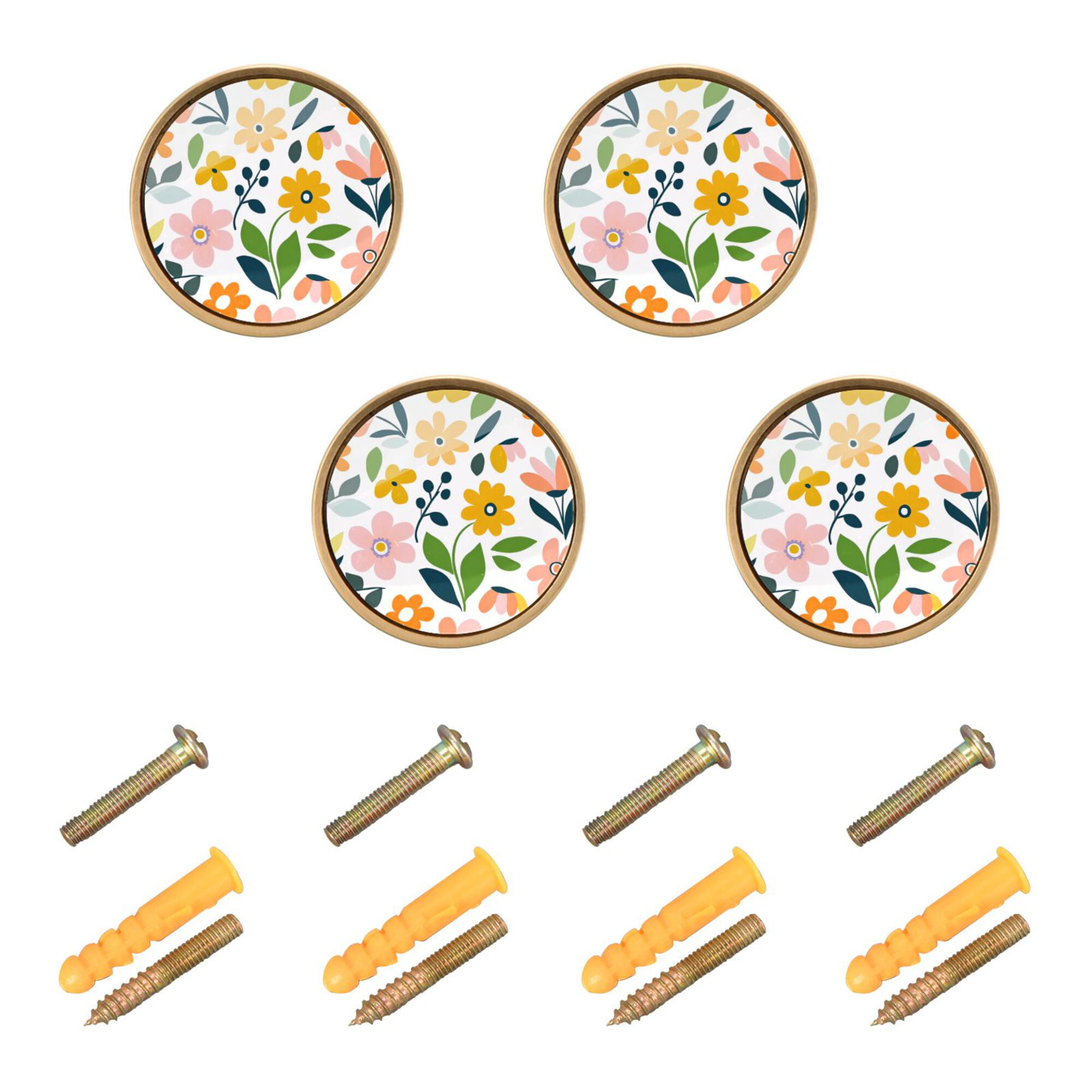 Yayeee 4 Pack Cabinet Knobs with Screws Round Zinc Drawer Pulls for ...