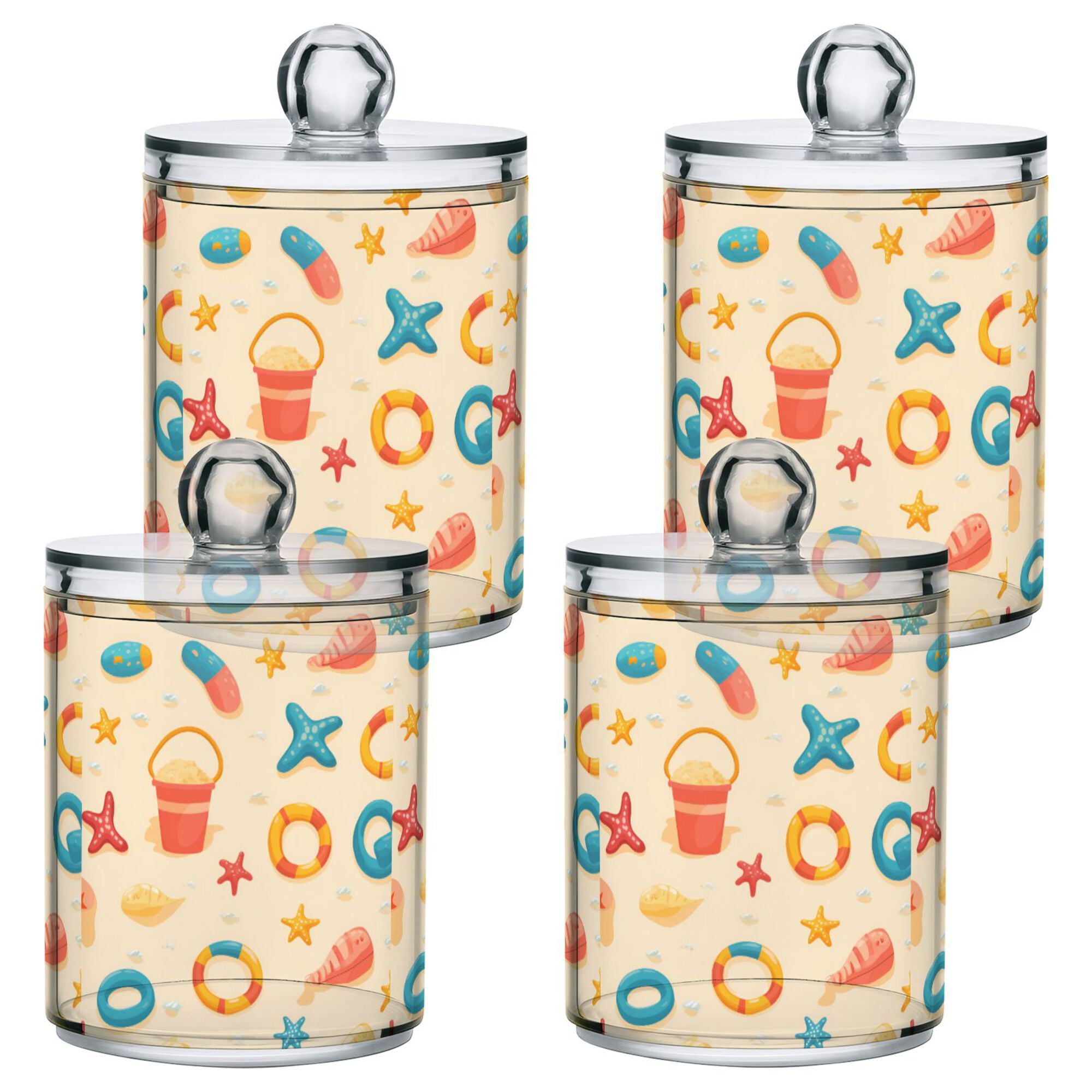 Yayeee 4 Pack Qtip Holder Bathroom Cotton Swab Canister with Lid Clear ...