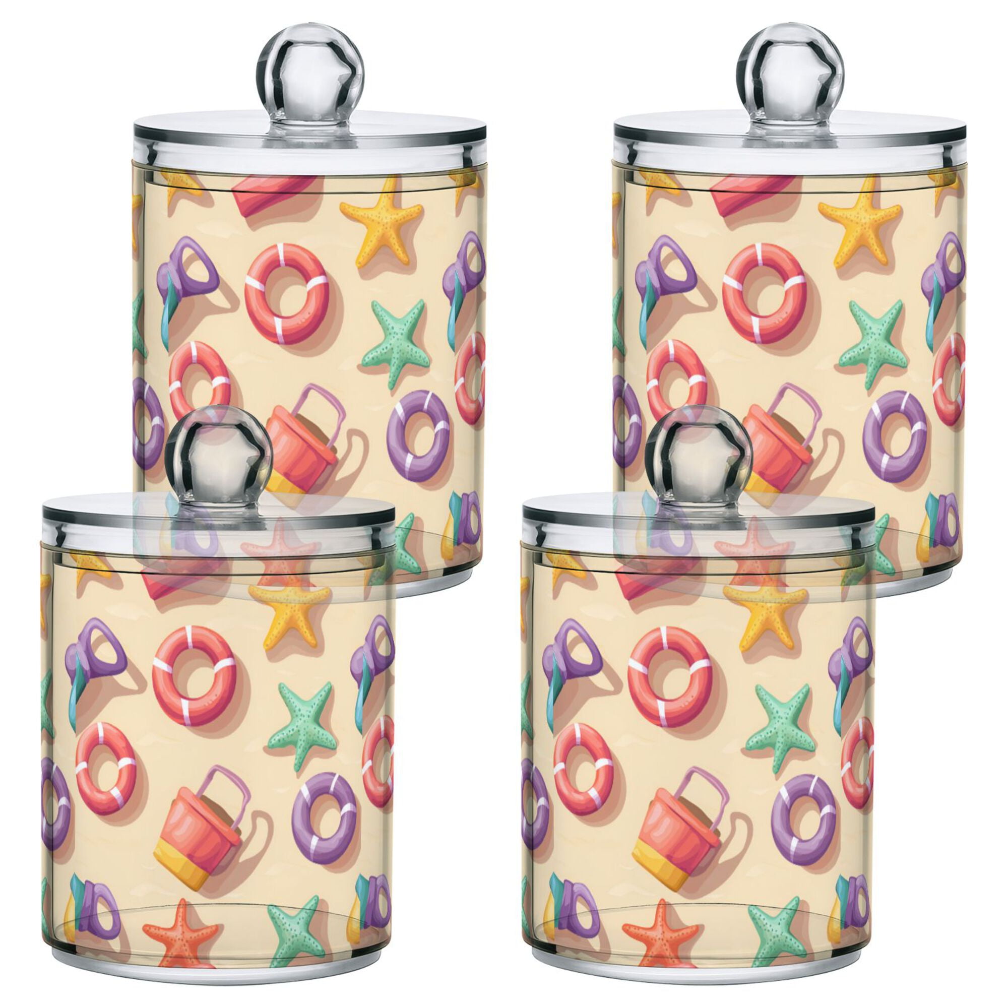 Yayeee 4 Pack Qtip Holder Dispenser for Bathroom with Lid Cotton Swab ...