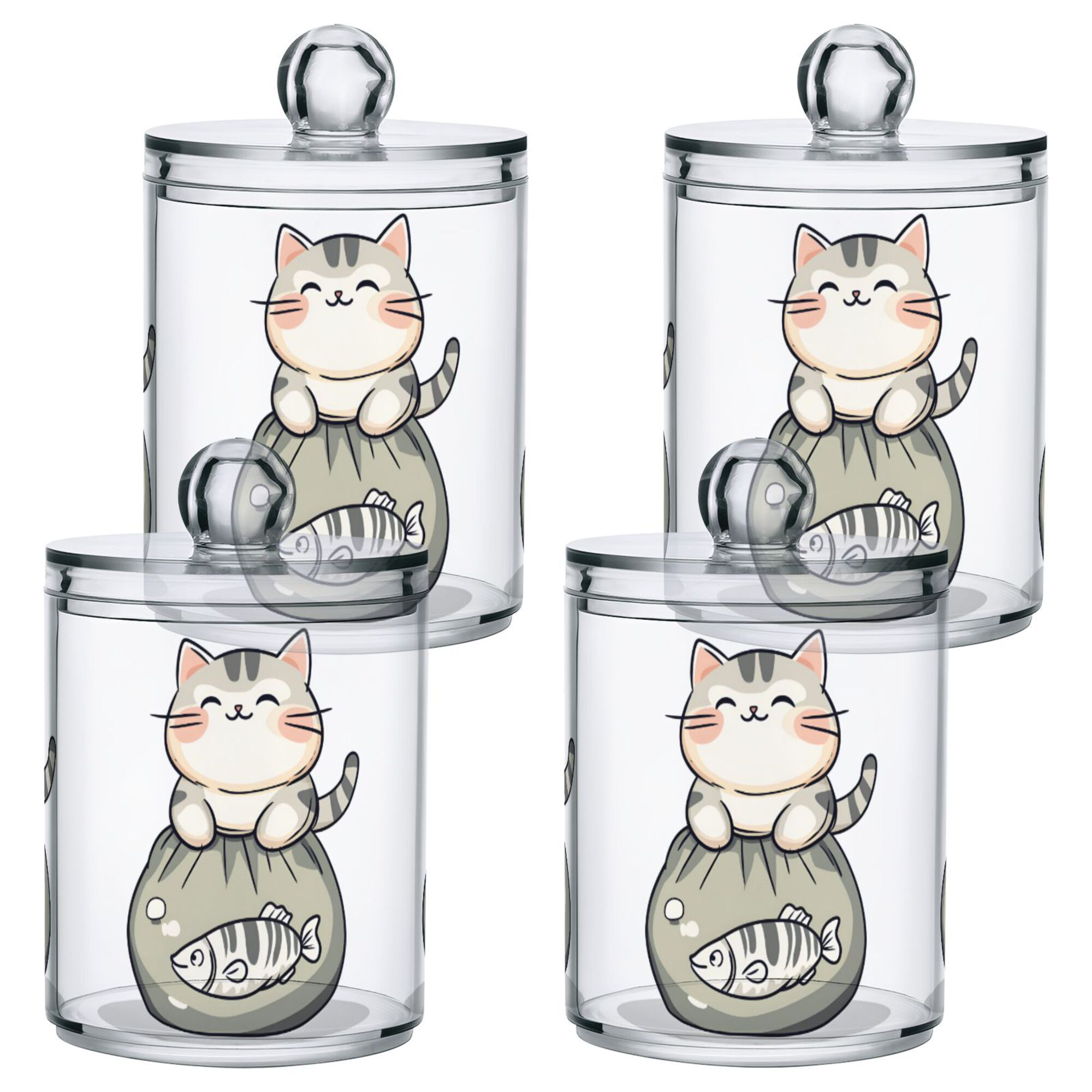 Yayeee 4 Pack Qtip Holder Bathroom Cotton Swab Canister with Lid Clear ...