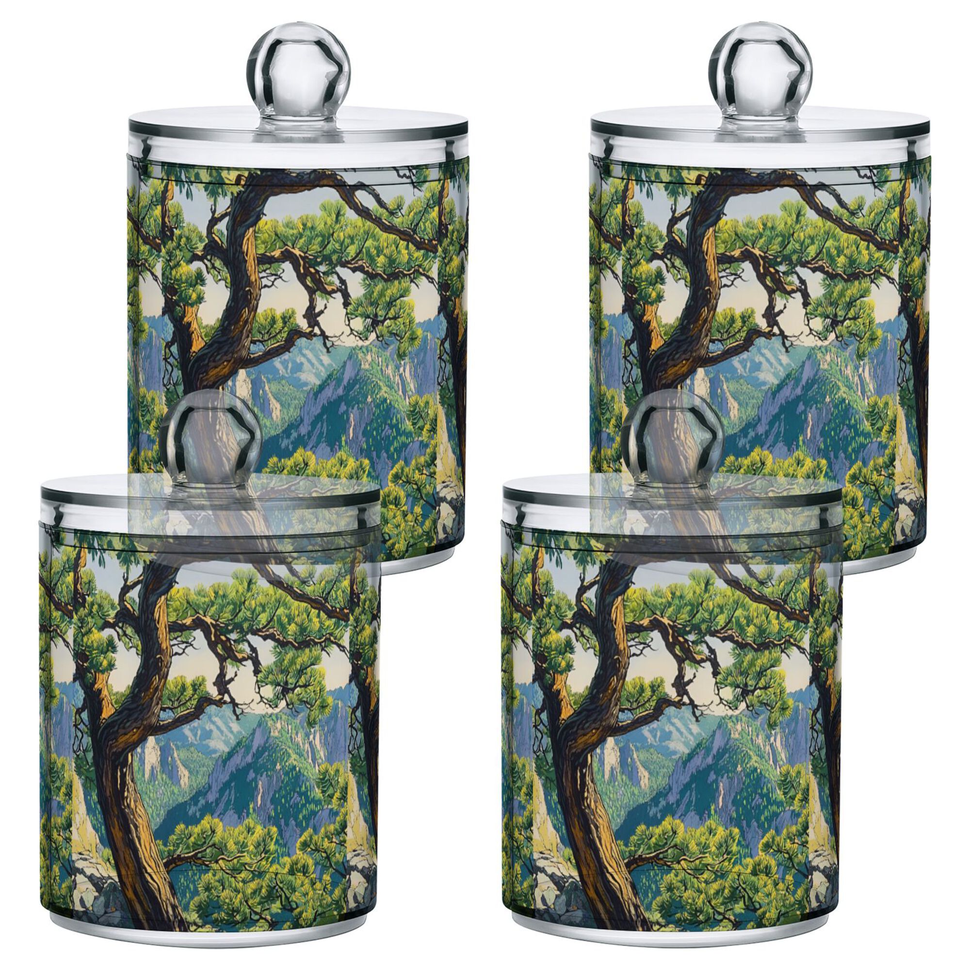 Yayeee 4 Pack Qtip Holder Dispenser for Bathroom with Lid Cotton Swab ...