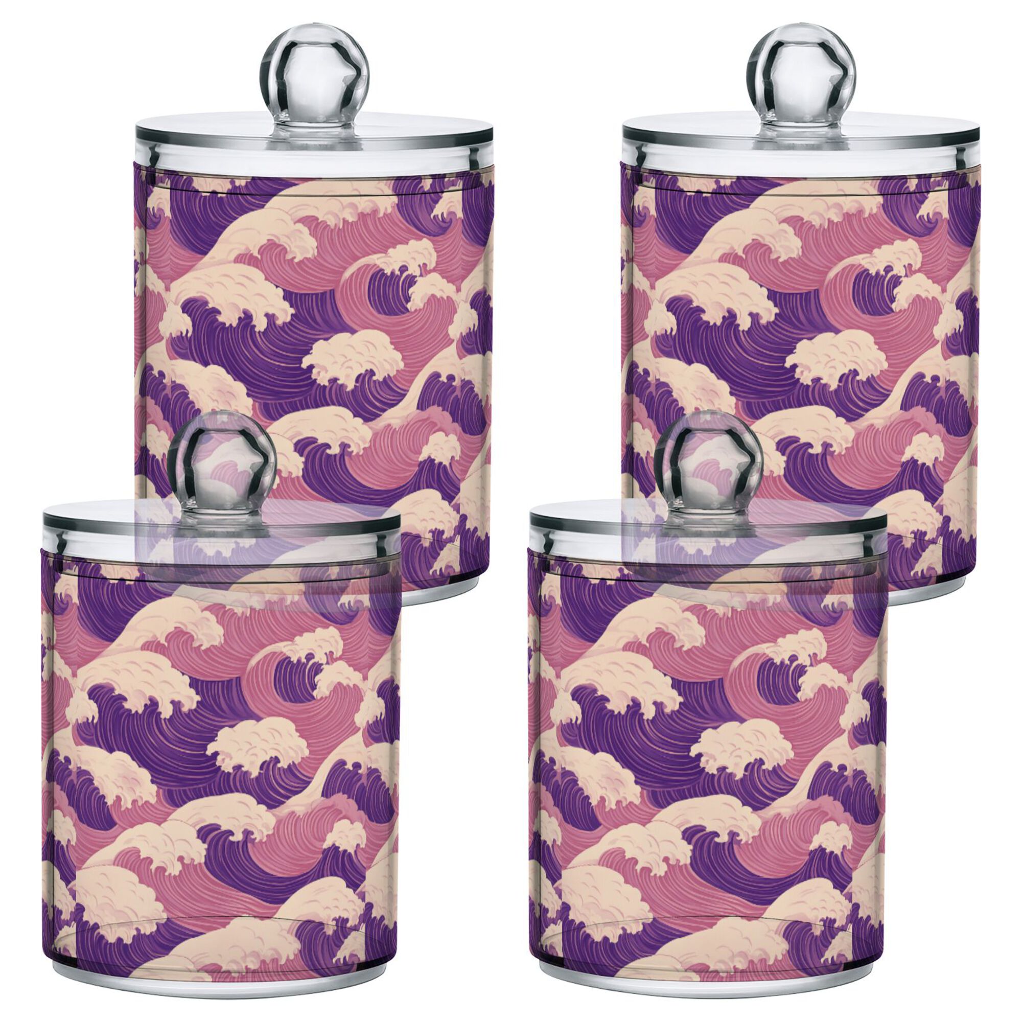 Yayeee 4 Pack Qtip Holder Bathroom Cotton Swab Canister with Lid Clear ...