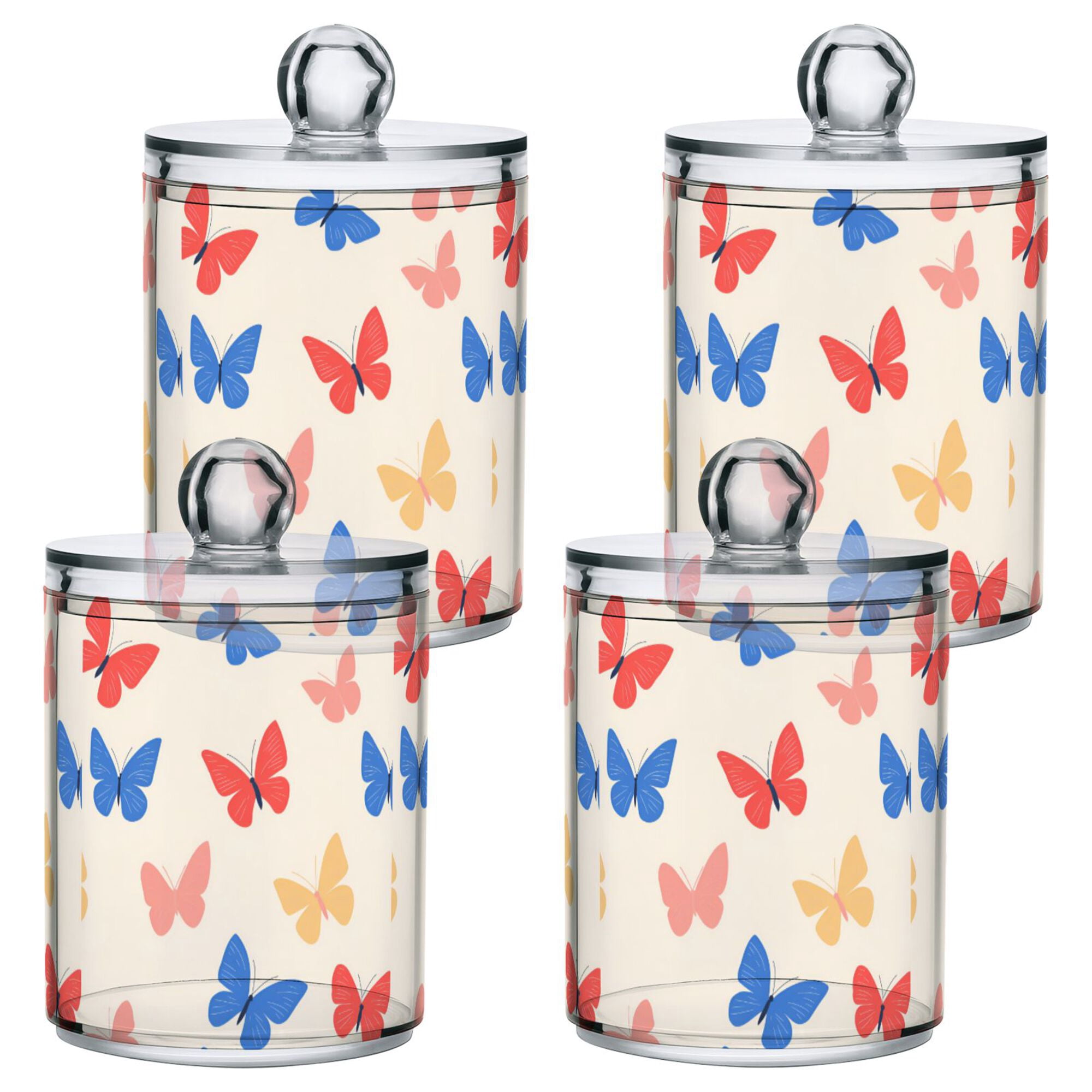 Yayeee 4 Pack Qtip Holder Bathroom Cotton Swab Canister with Lid Clear ...