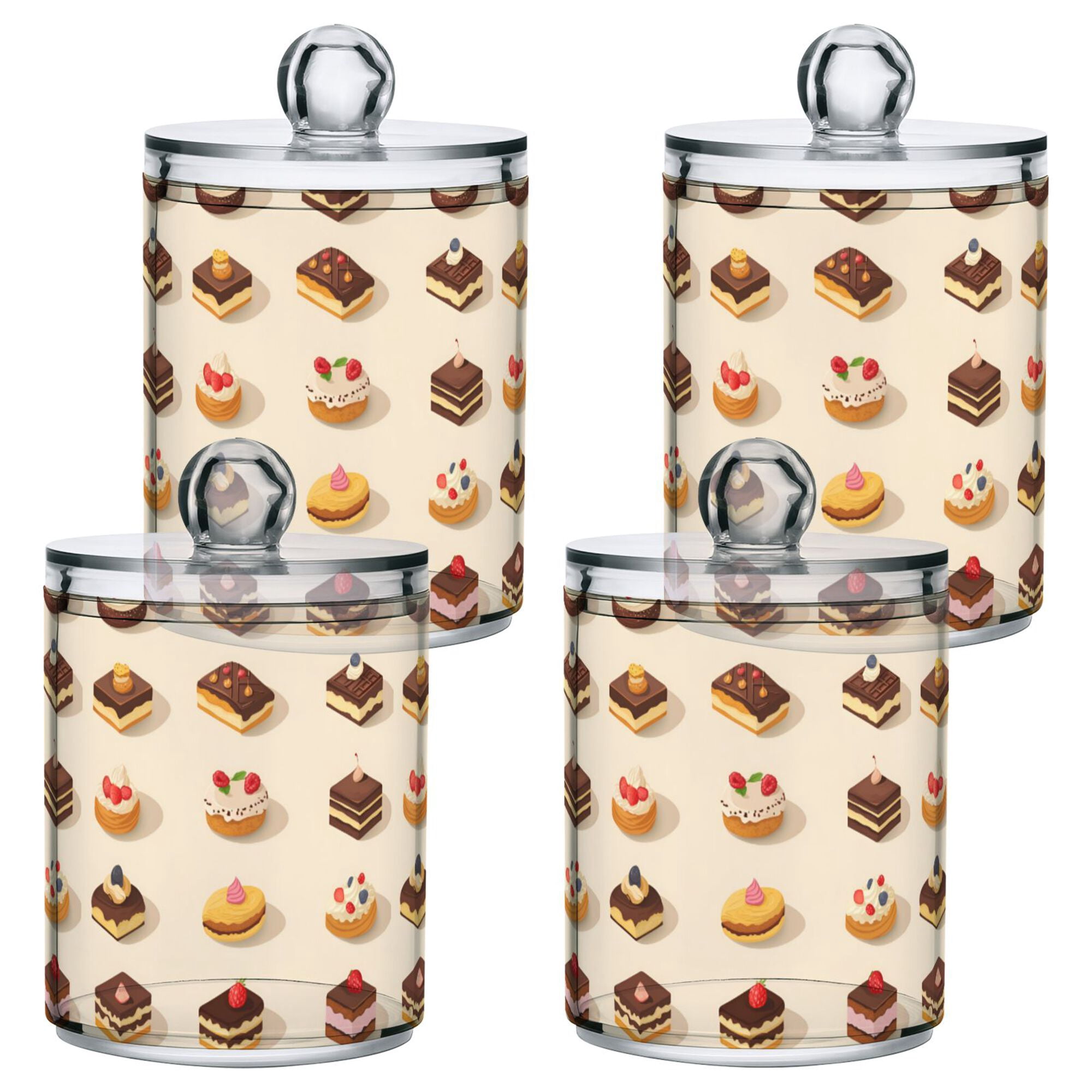 Yayeee 4 Pack Qtip Holder Bathroom Cotton Swab Canister with Lid Clear ...