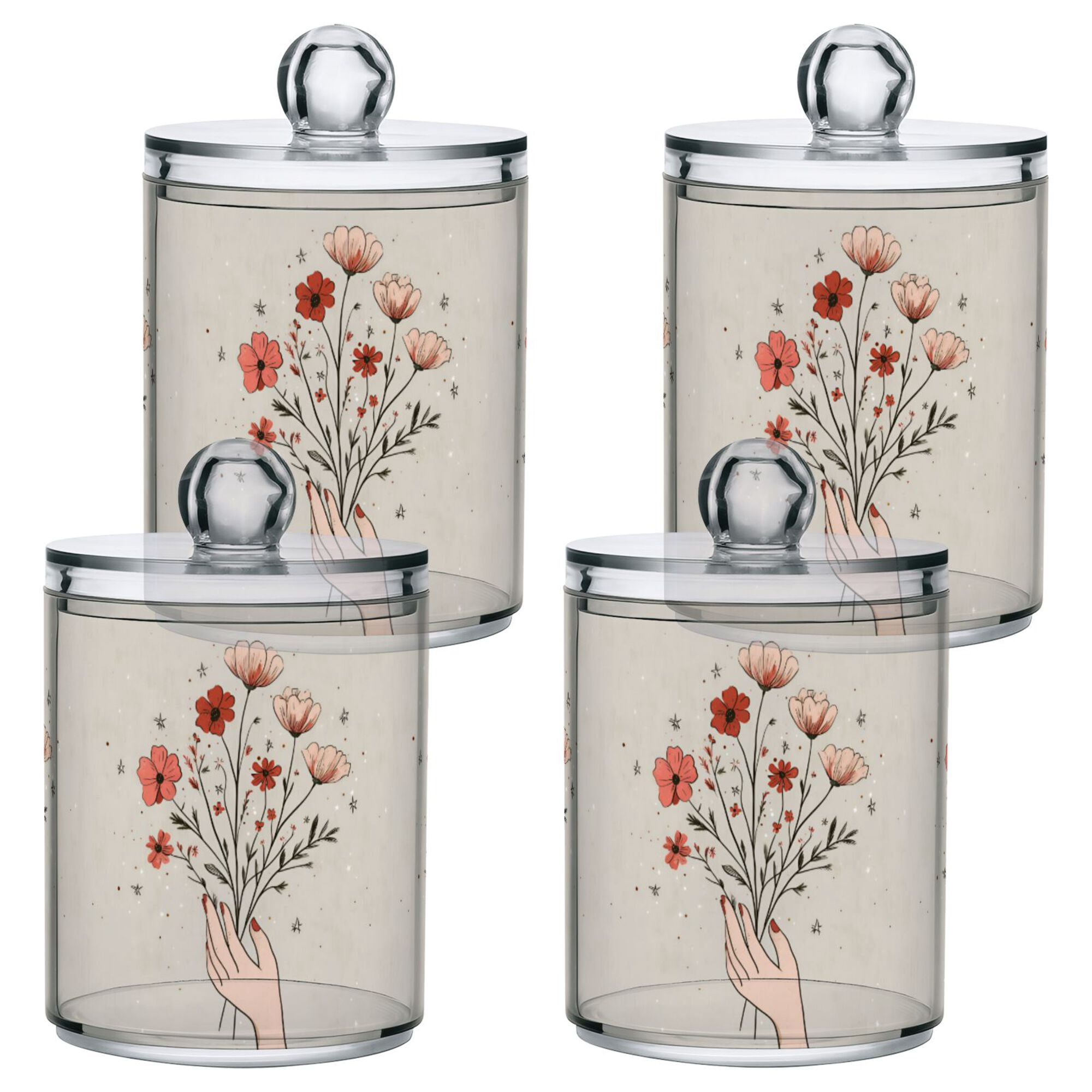 Yayeee 4 Pack Qtip Holder Bathroom Cotton Swab Canister with Lid Clear ...