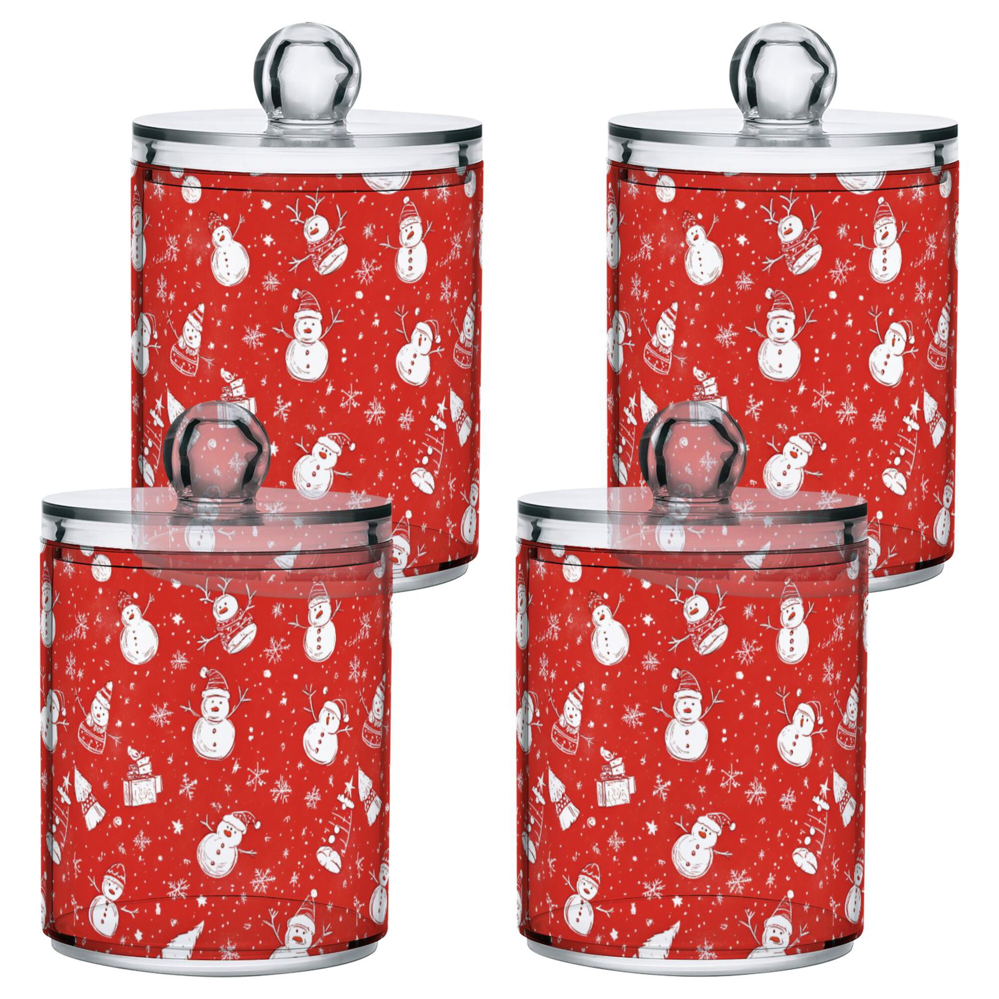 Yayeee 4 Pack Qtip Holder Bathroom Cotton Swab Canister with Lid Clear ...