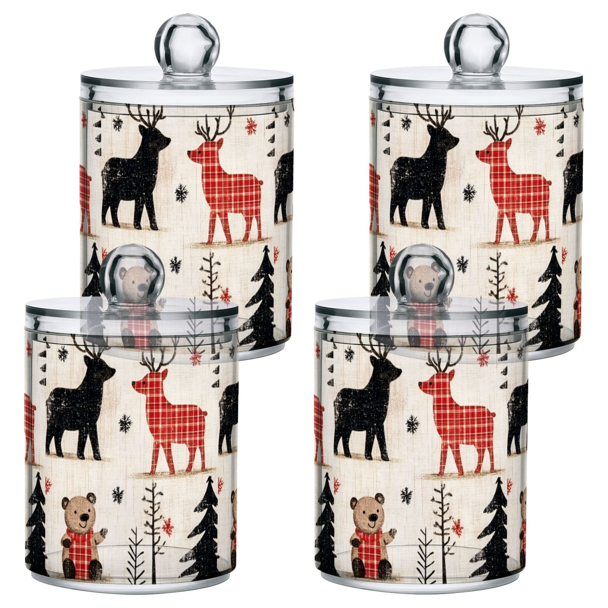 Yayeee 4 Pack Qtip Holder Bathroom Cotton Swab Canister with Lid Clear ...