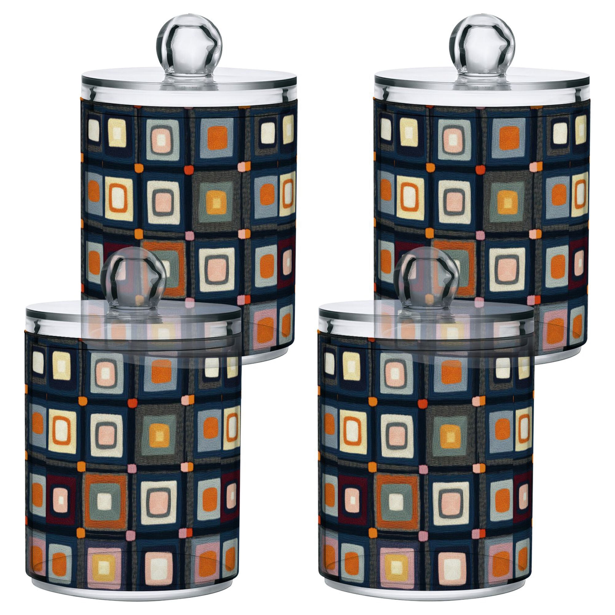 Yayeee 4 Pack Qtip Holder Bathroom Cotton Swab Canister with Lid Clear Dispenser Set, Square ...