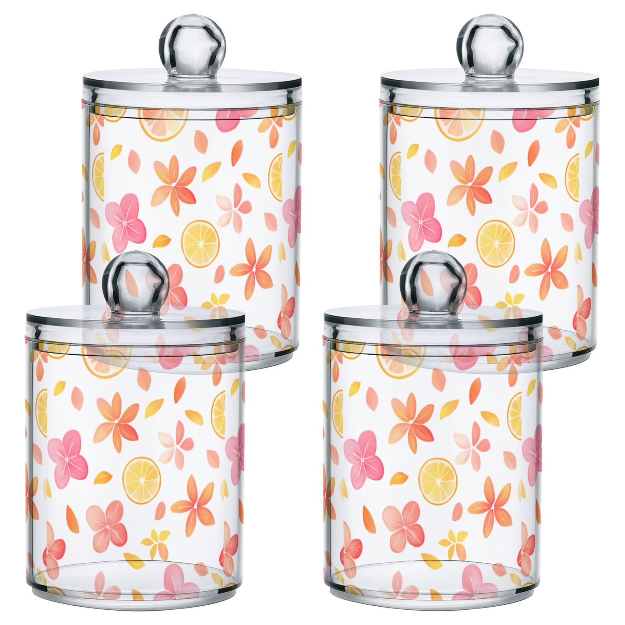 Yayeee 4 Pack Qtip Holder Bathroom Cotton Swab Canister with Lid Clear ...