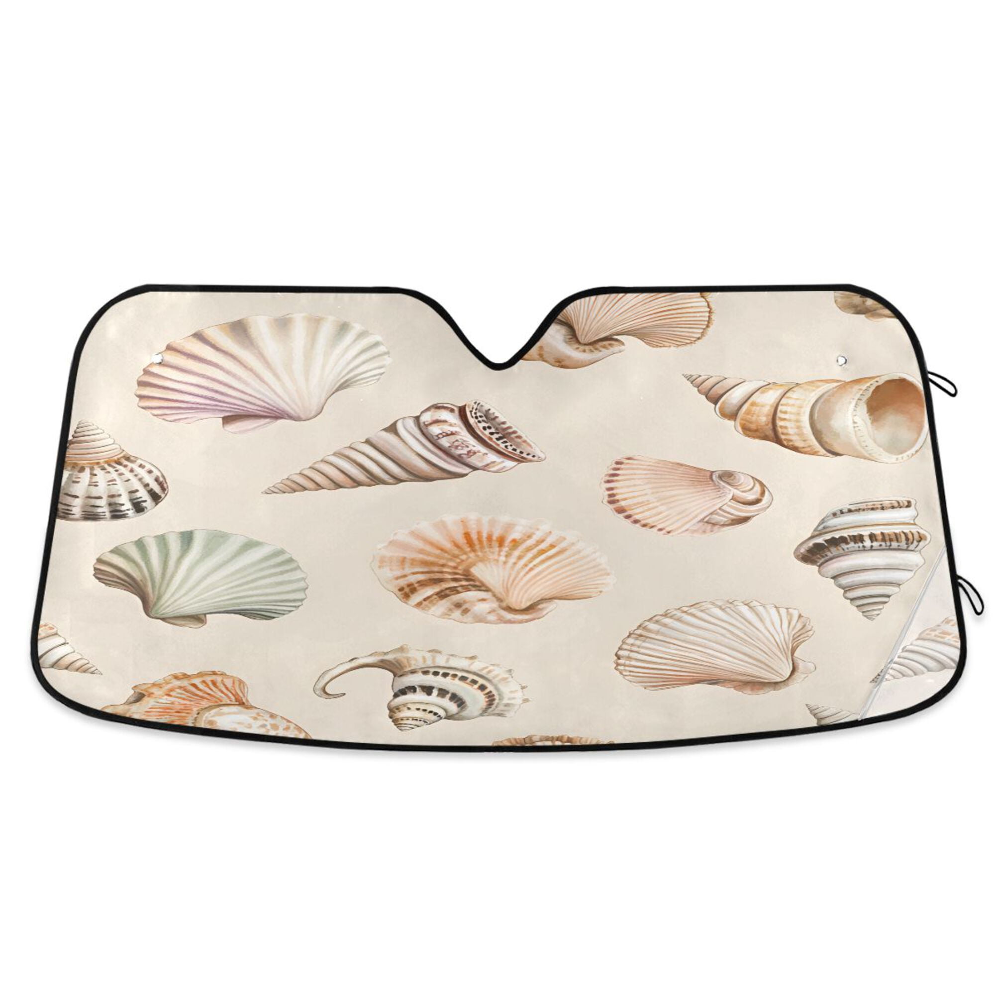 Yayeee Car Windshield Sun Shade Universal Fit Front Visor Protector, Green Watercolor Seashells ...