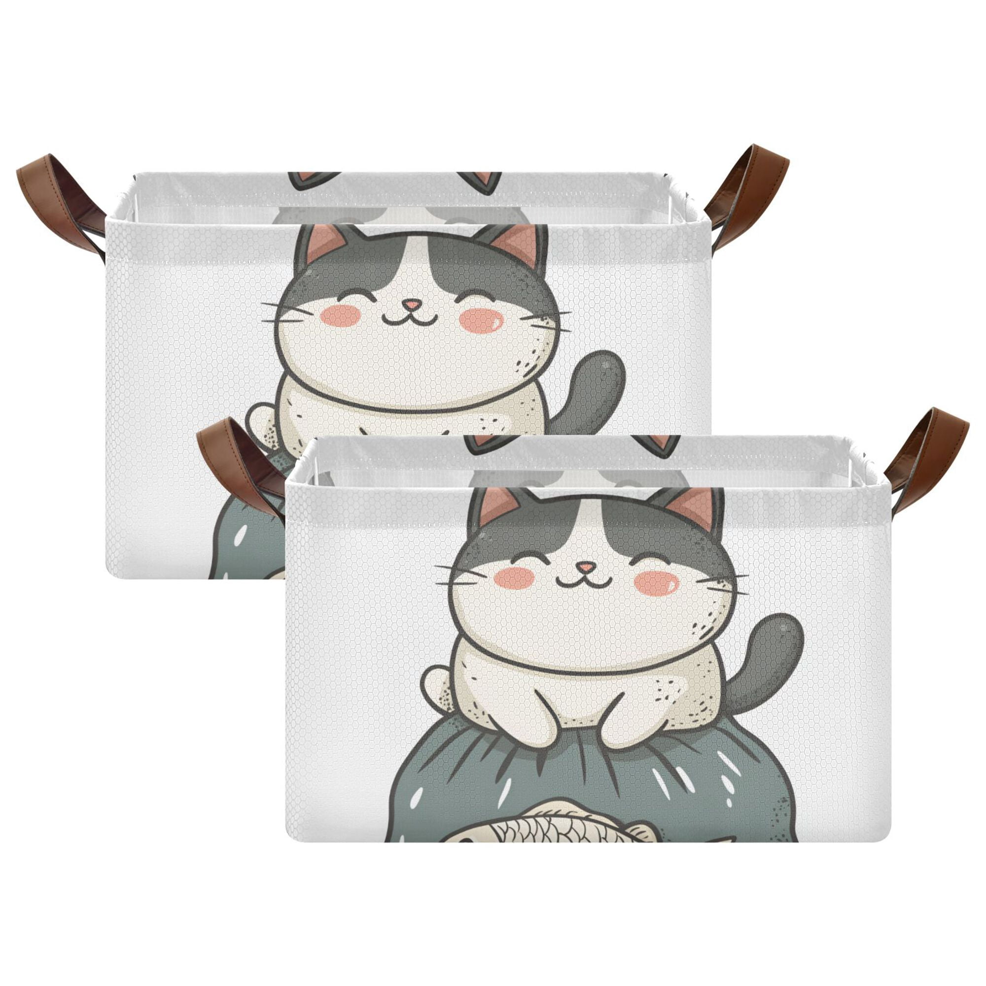 Yayeee Foldable Storage Basket with Handles Set of 2 Waterproof Cloth ...