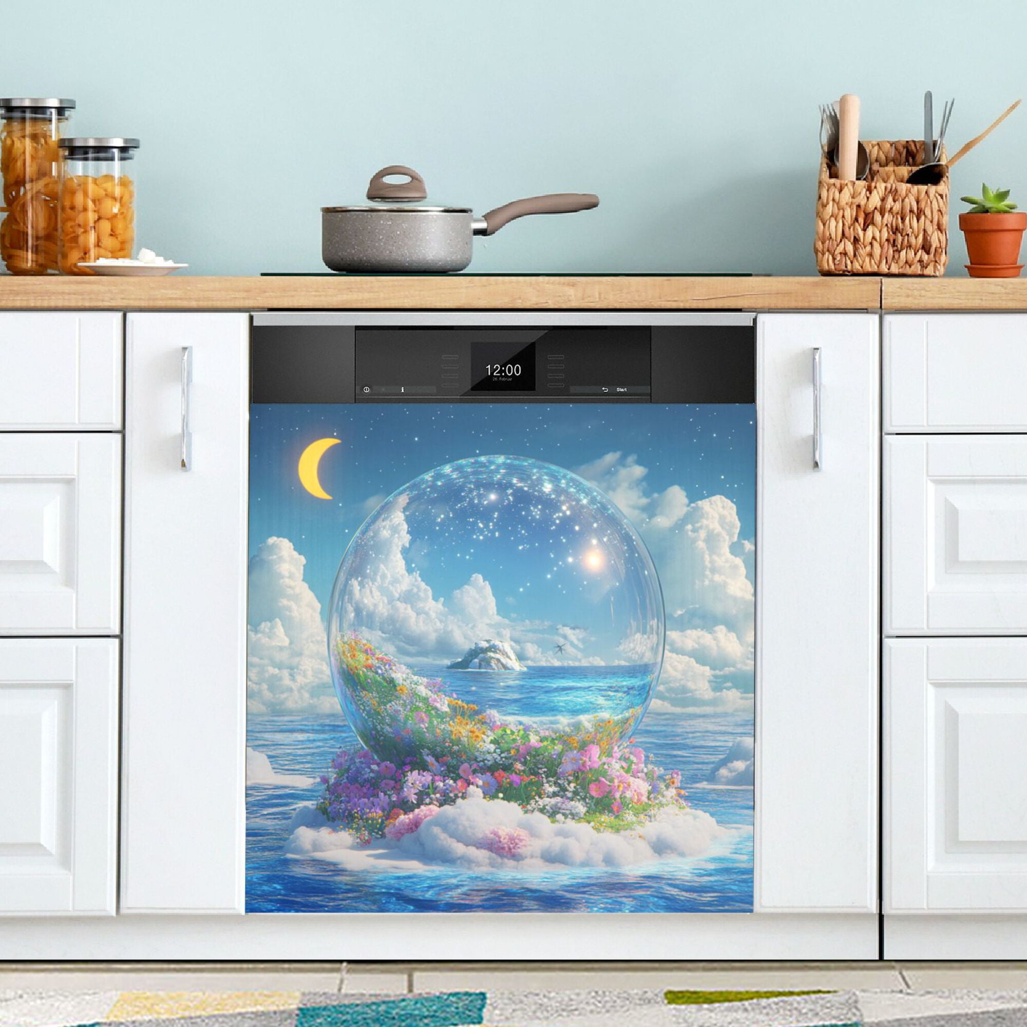 Yayeee Dishwasher Magnetic Cover Front Decoration Refrigerator Sheet Sticker, Crystal Ocean ...