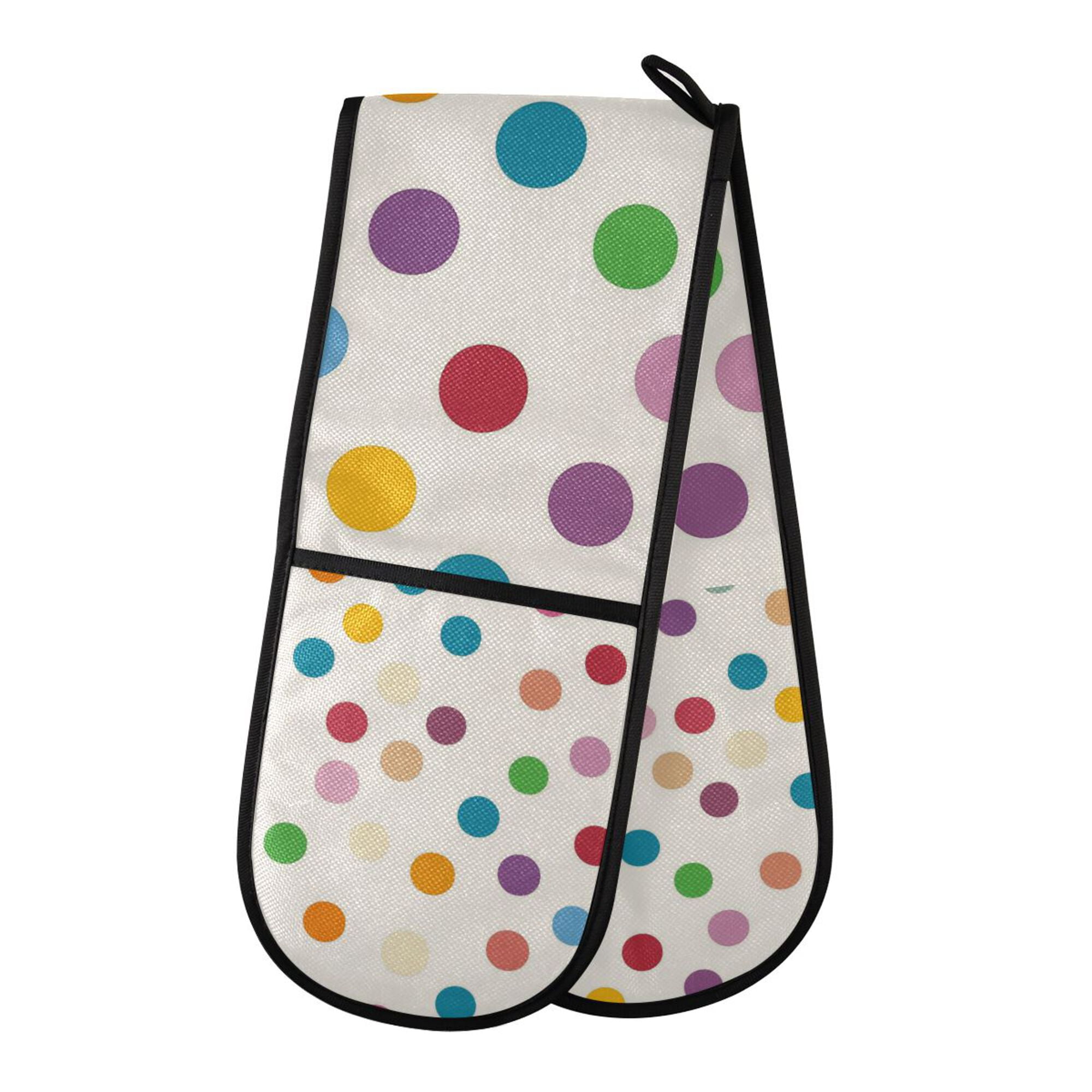 Yayeee Double Oven Mitt Kitchen Heat Resistant Baking 35" x7" Quilted Glove, Polka Dot - Walmart.com