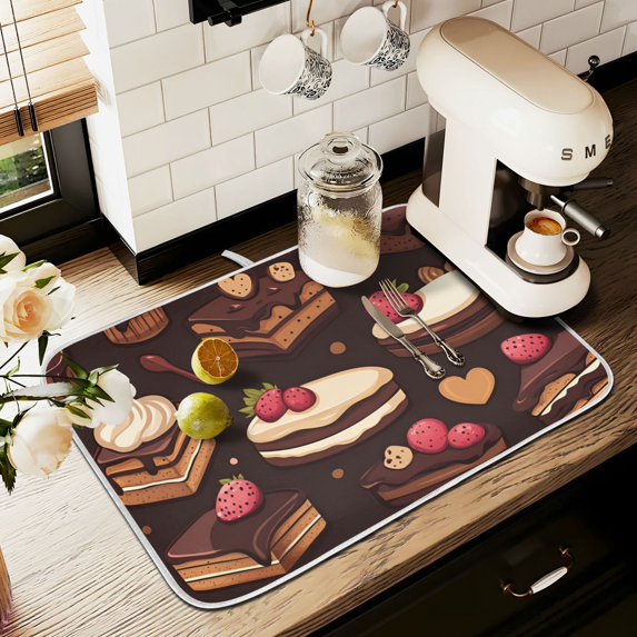 Yayeee Drying Mat for Kitchen Counter Dishes Microfiber Coffee ...