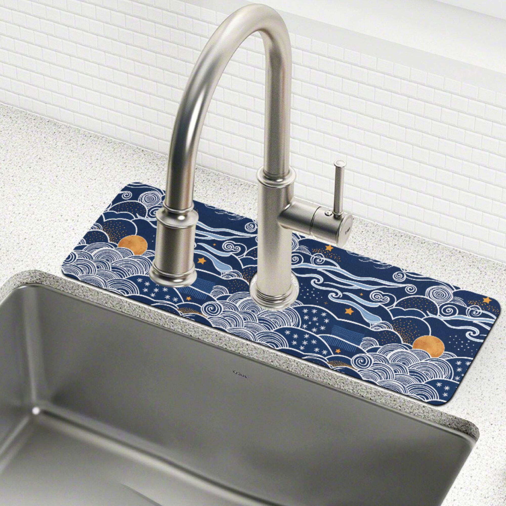 Yayeee Faucet Mat for Kitchen Sink 14.7" Diatomite Long Splash Guard ...