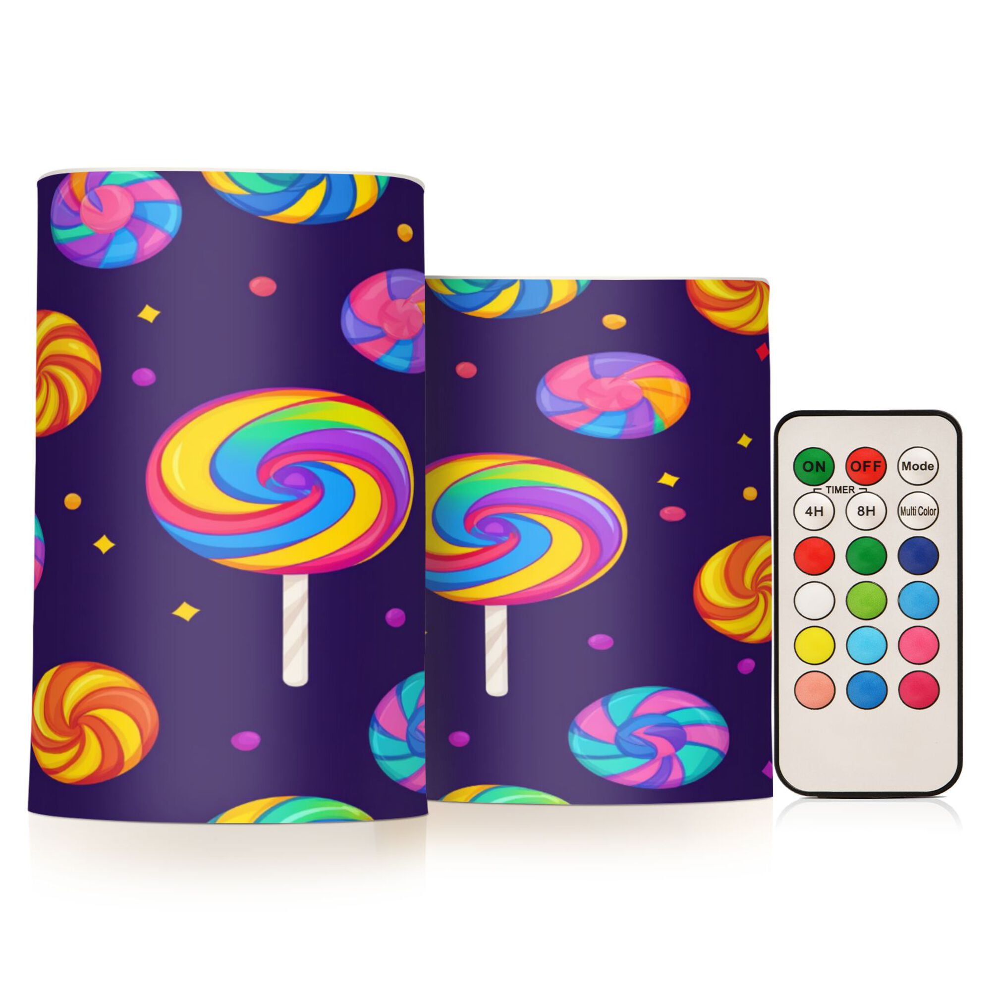 Yayeee Flameless Candles with Remote Flickering Set of 2 Multi Color ...