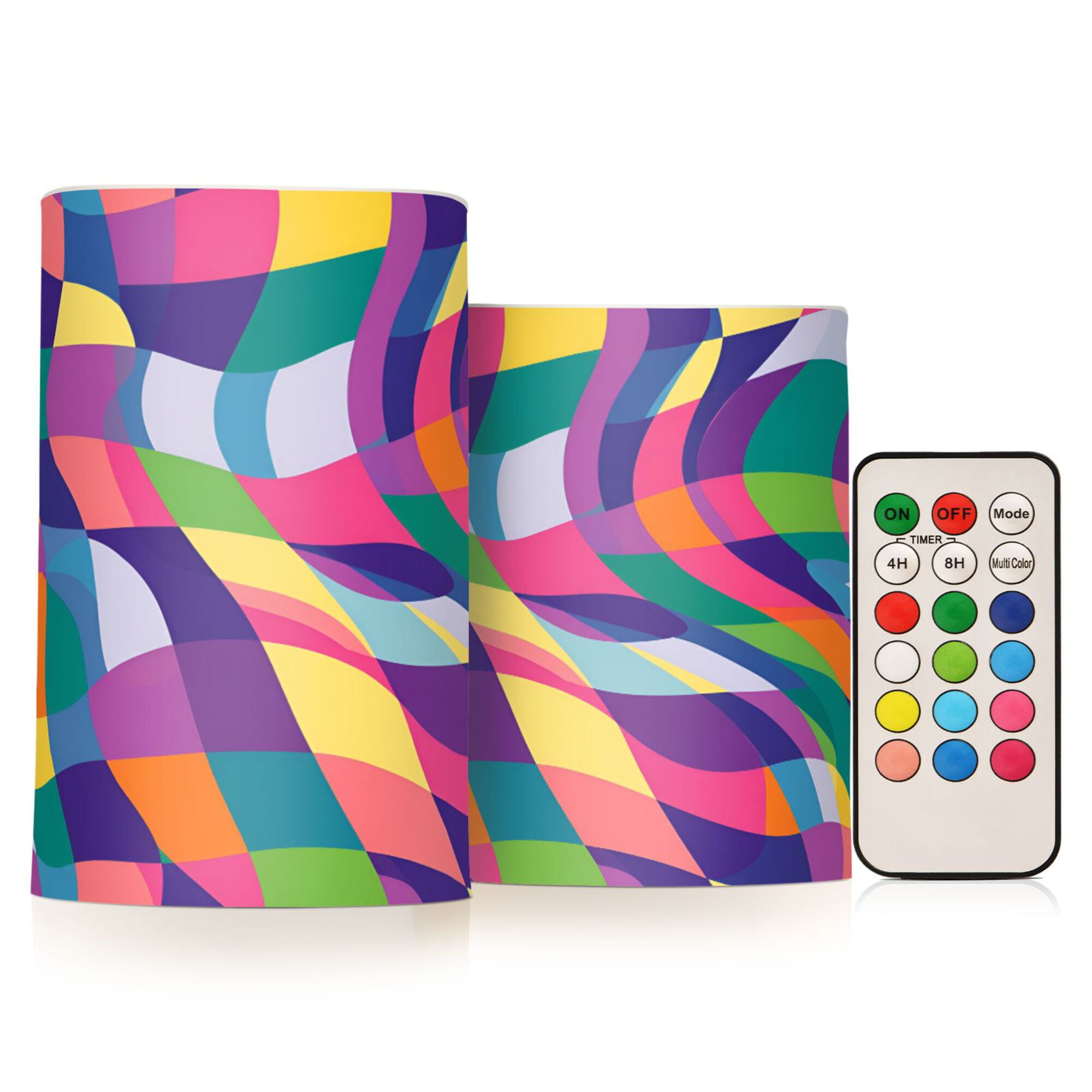 Yayeee Flameless Candles with Remote Flickering Set of 2 Multi Color ...