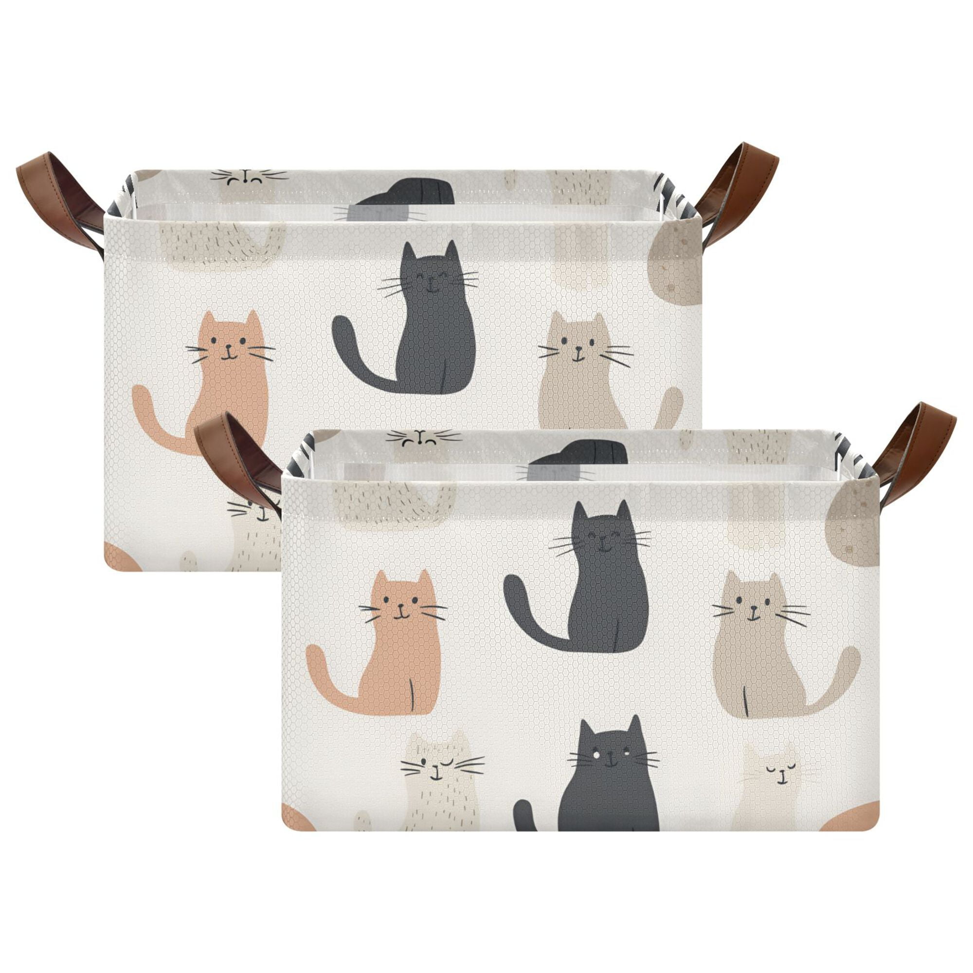 Yayeee Foldable Storage Basket for Shelves Set of 2 Waterproof Cloth ...