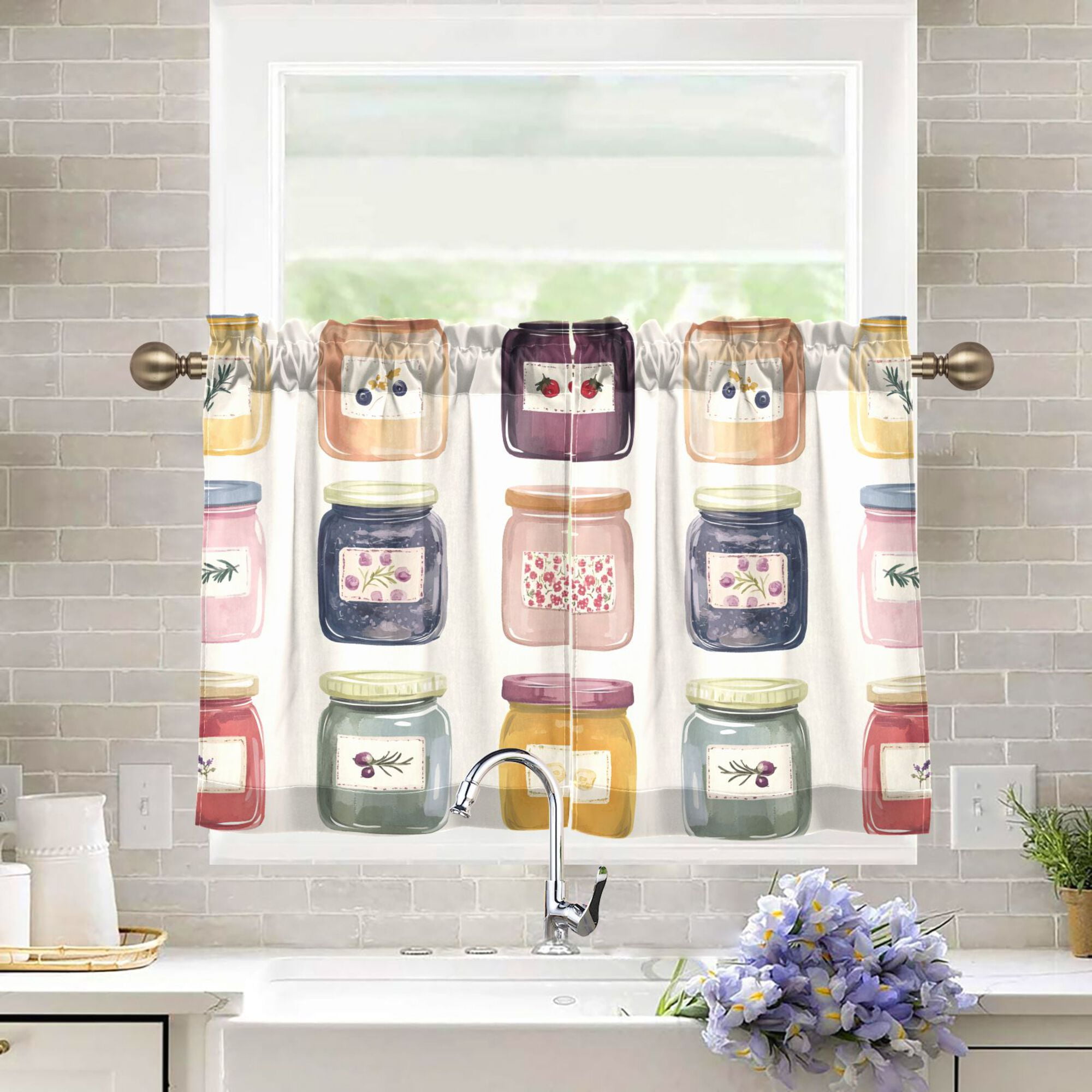 Yayeee Kitchen Curtains Tier Pair Light Filtering 27"x24" Rod Pocket ...