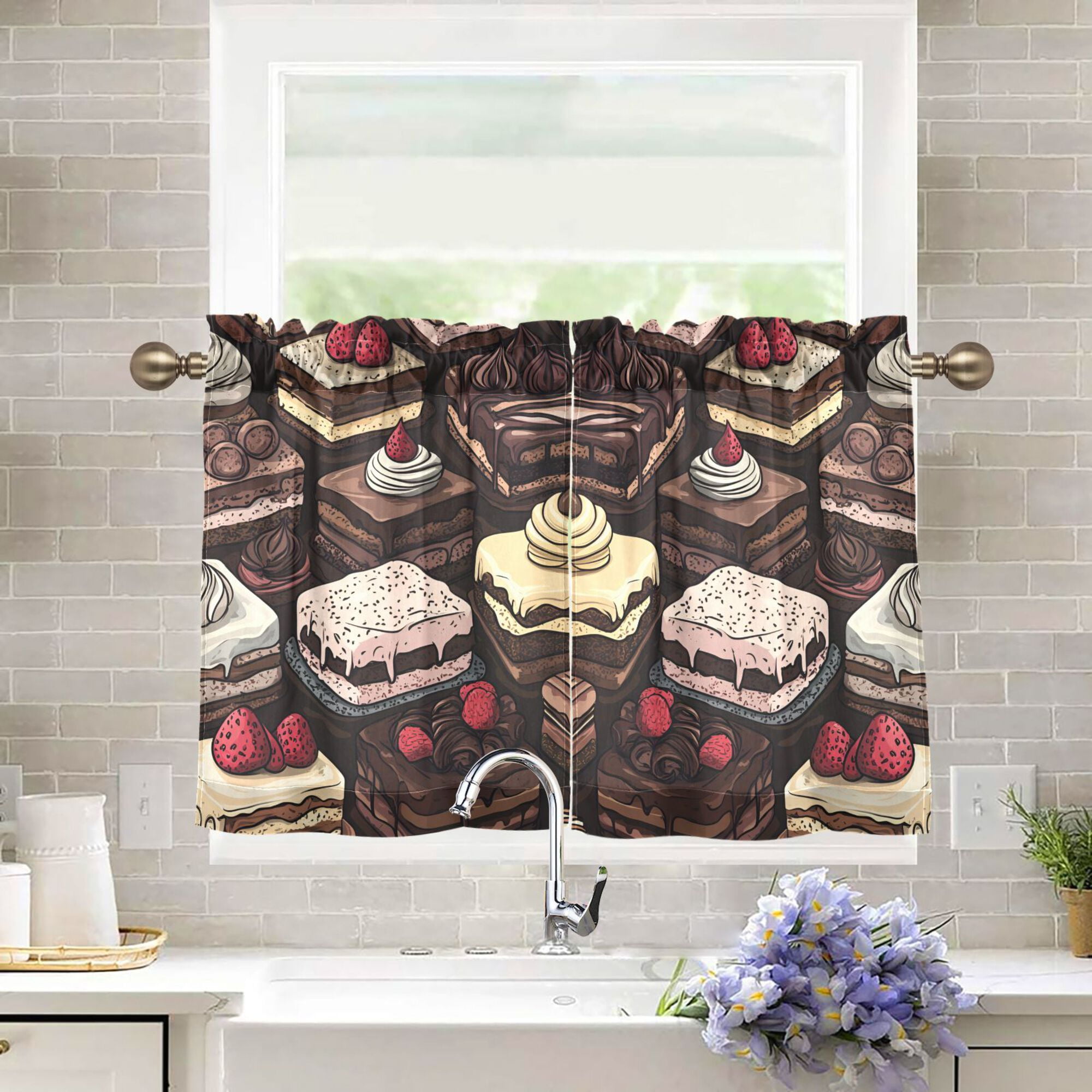 Yayeee Kitchen Curtains Light Filtering 27"x36" Rod Pocket Short Cafe ...