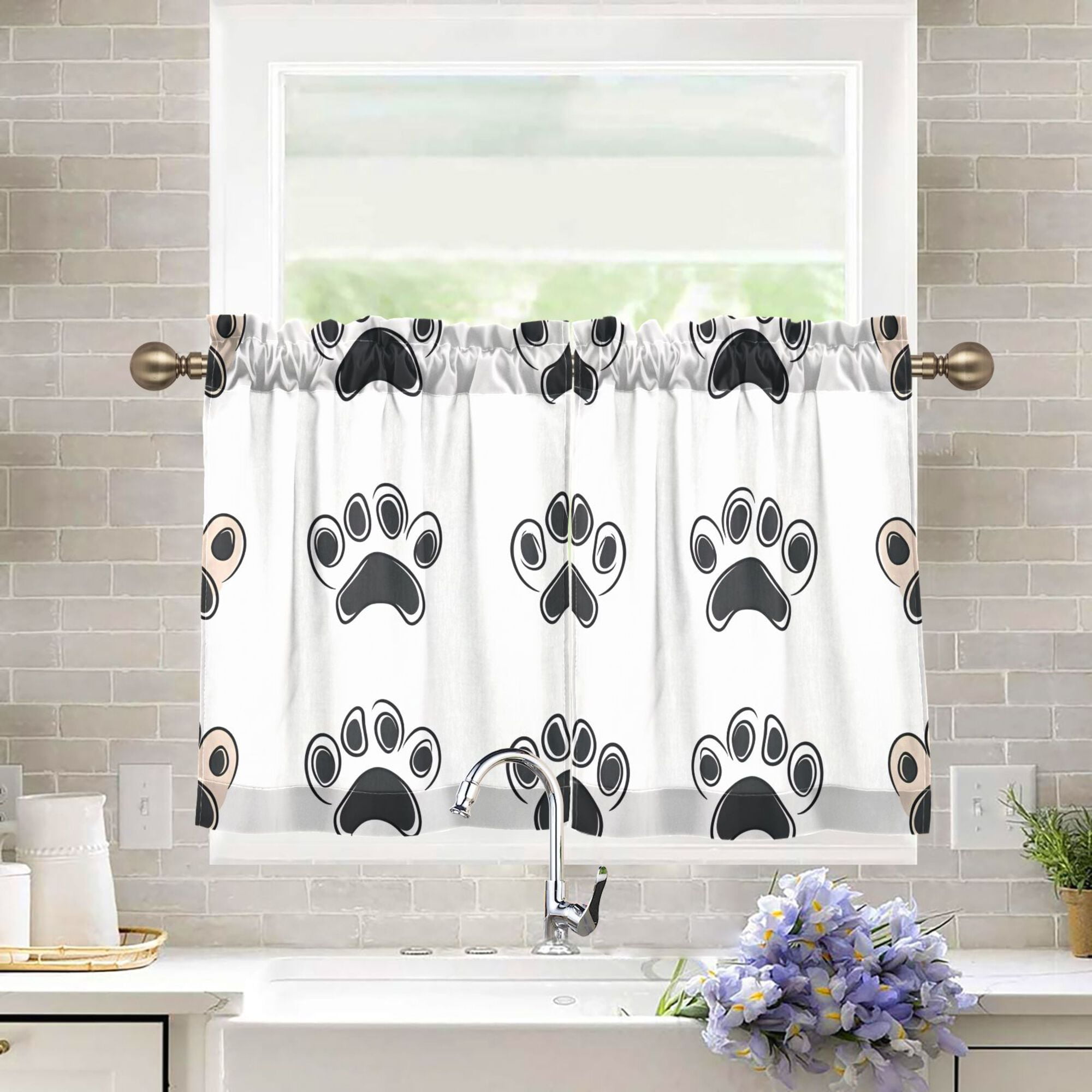 Yayeee Kitchen Curtains Light Filtering 27"x36" Rod Pocket Short Cafe ...