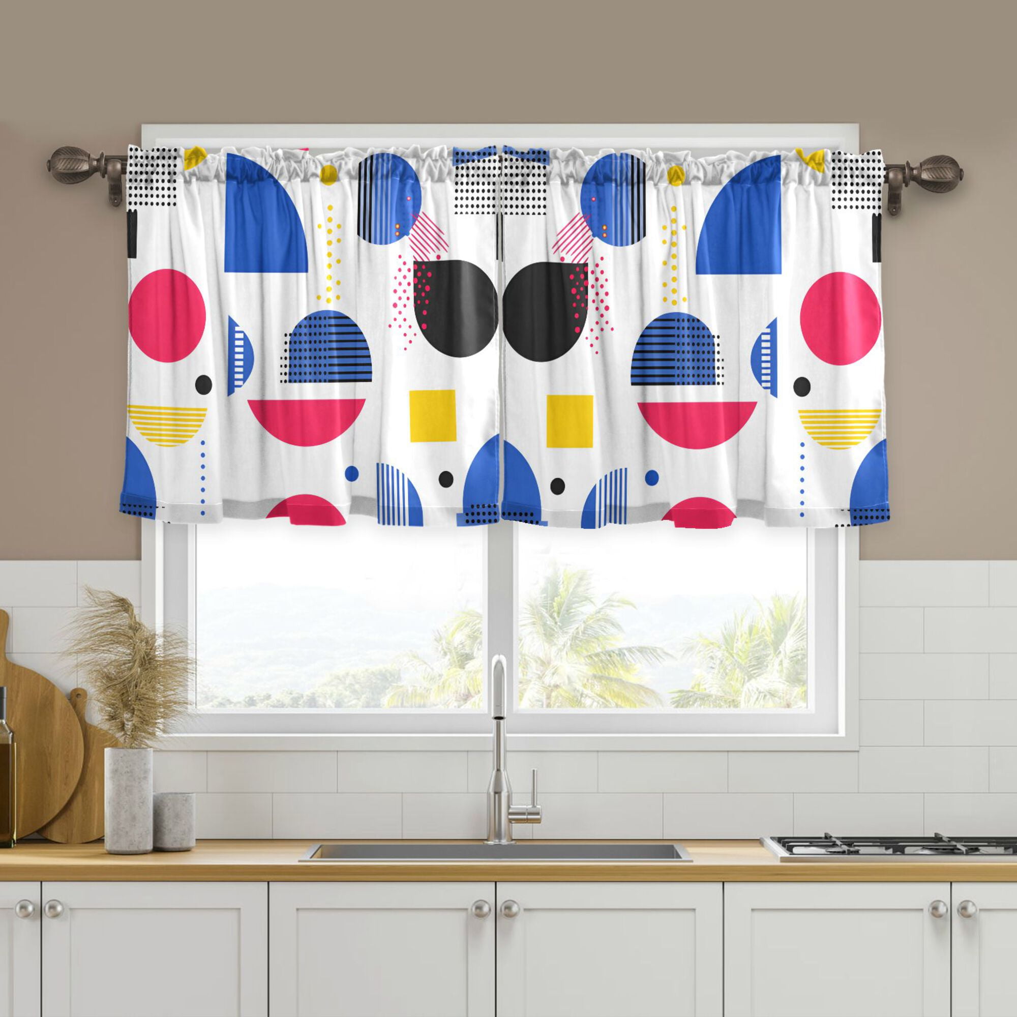 Yayeee Kitchen Curtains Tier Set of 2 Light Filtering 57"x24" Over Sink ...