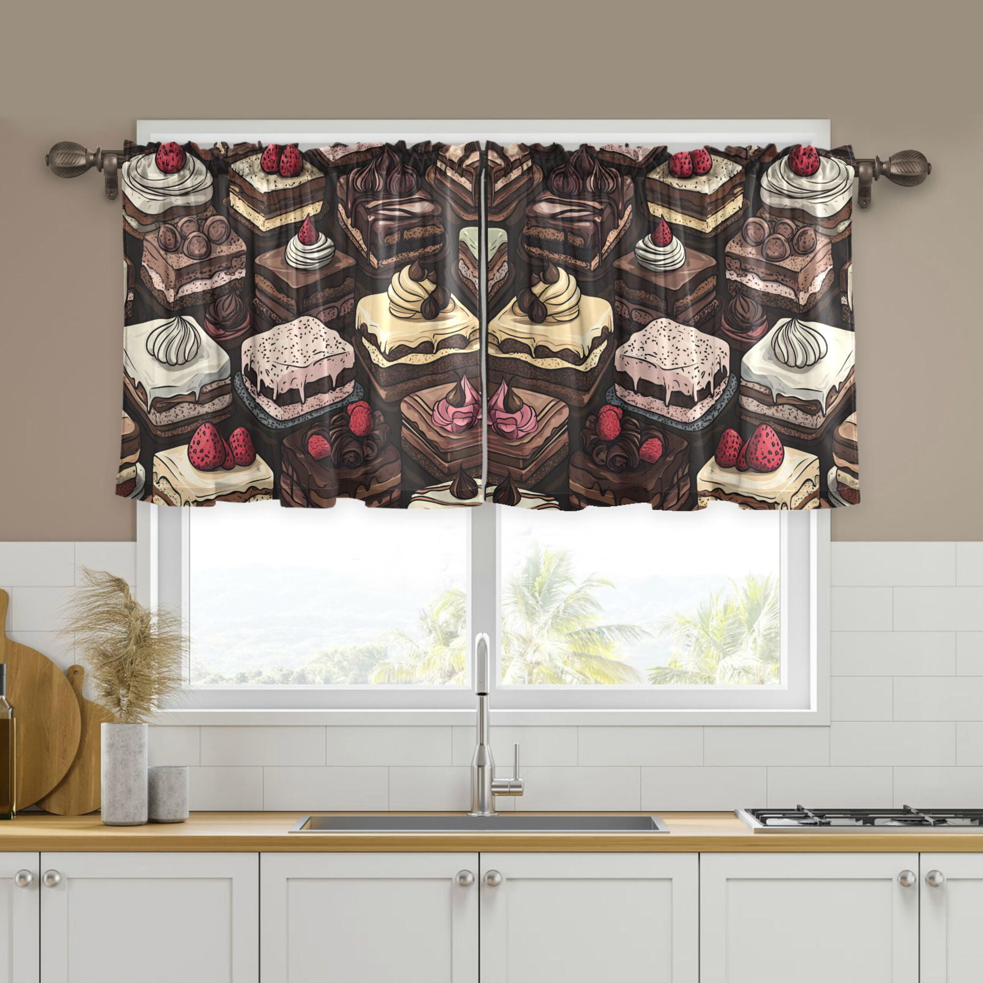 Yayeee Kitchen Curtains Tier Set of 2 Light Filtering 57"x36" Over Sink ...