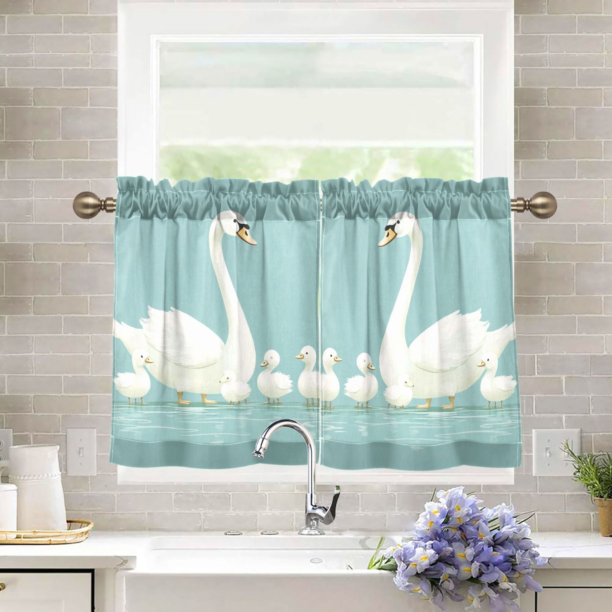 Yayeee Kitchen Curtains Light Filtering 27"x36" Rod Pocket Short Cafe ...