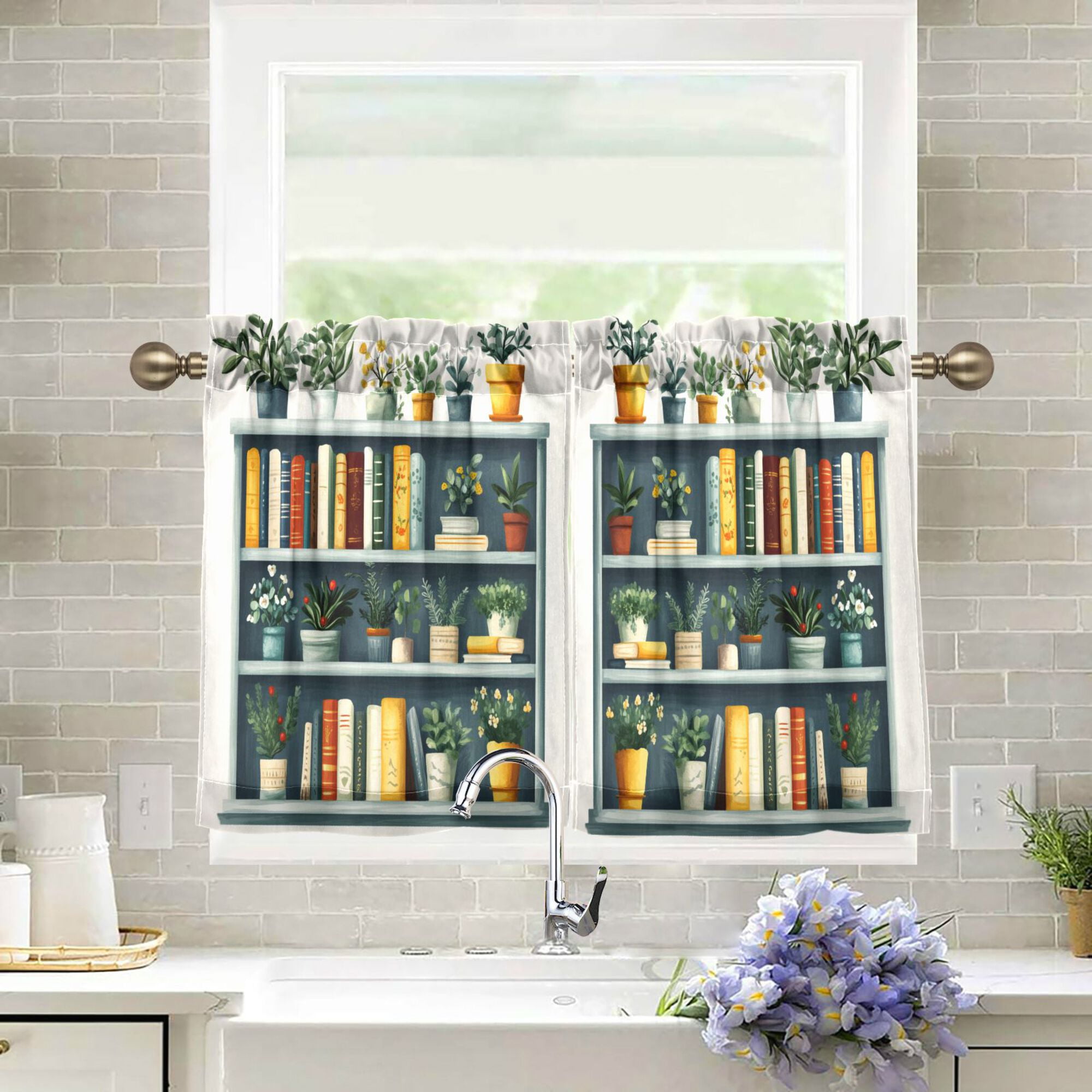 Yayeee Kitchen Curtains Tier Pair Light Filtering 27"x36" Rod Pocket ...