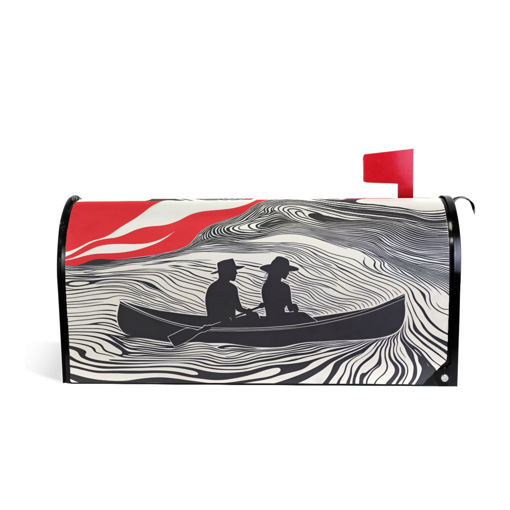 Yayeee Mailbox Cover Magnetic Large Size, Black Illusionary Boat Post ...