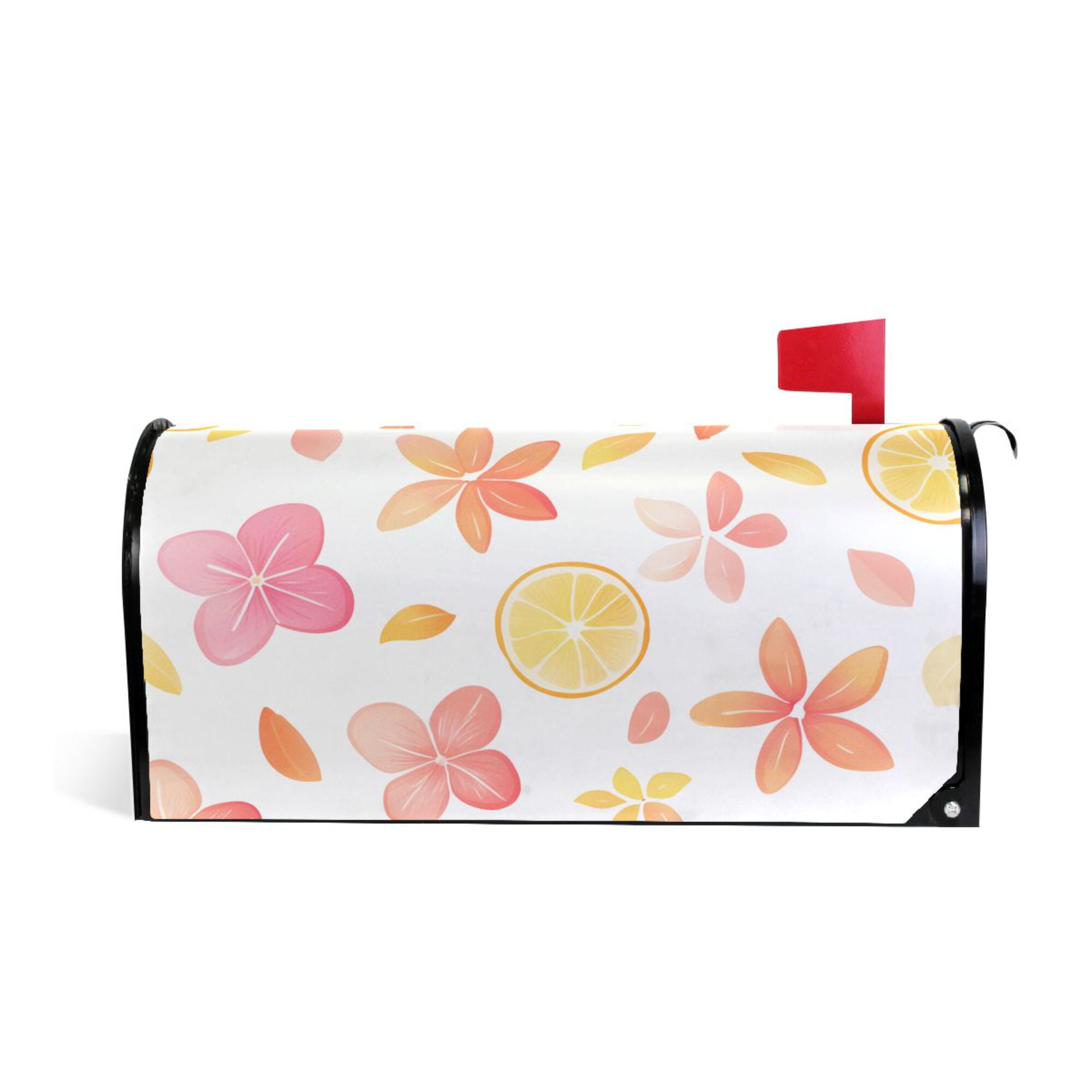 Yayeee Mailbox Cover Magnetic Large Size, White Floral Orange Post Box ...