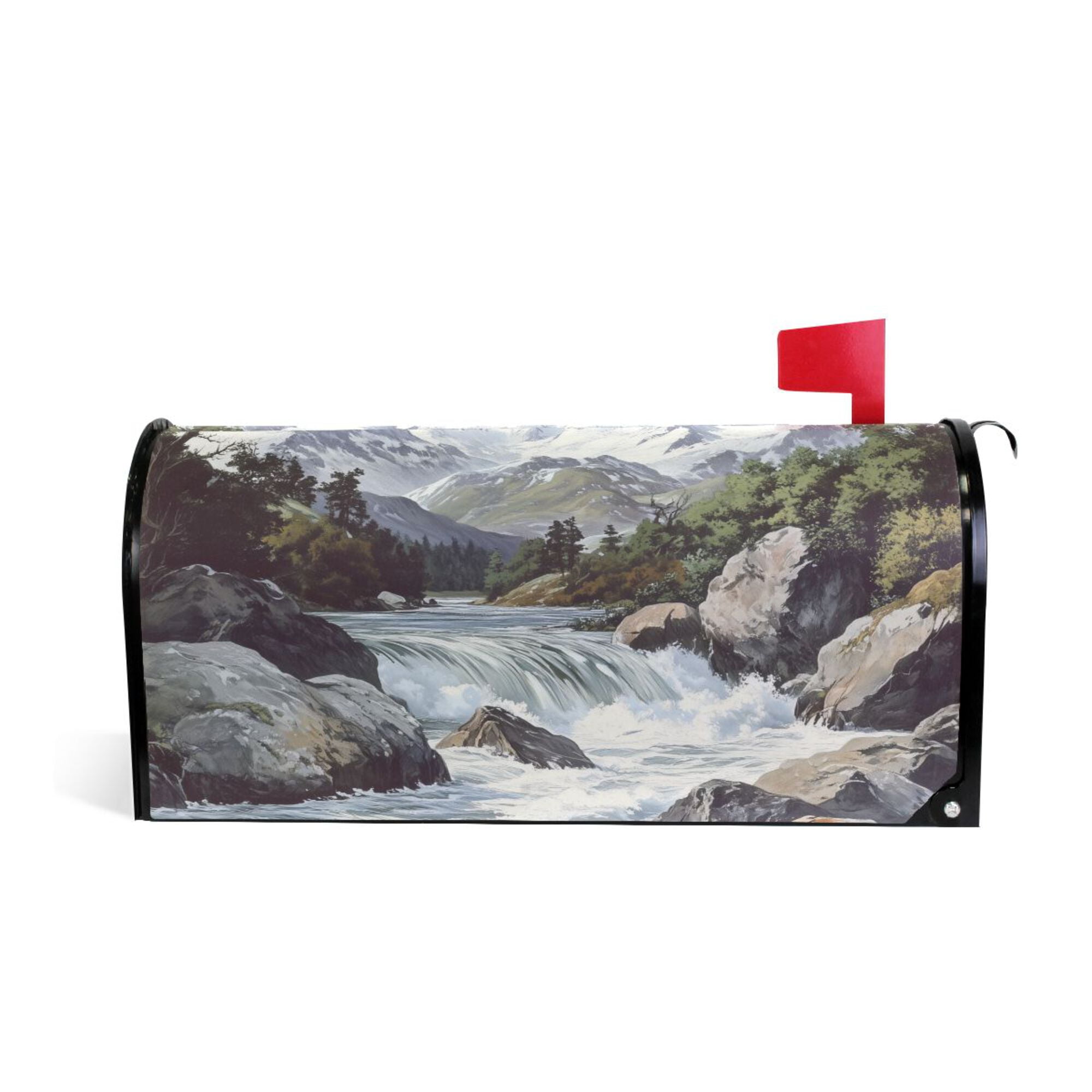 Yayeee Mailbox Cover Magnetic Standard Size, River and Mountains Post ...