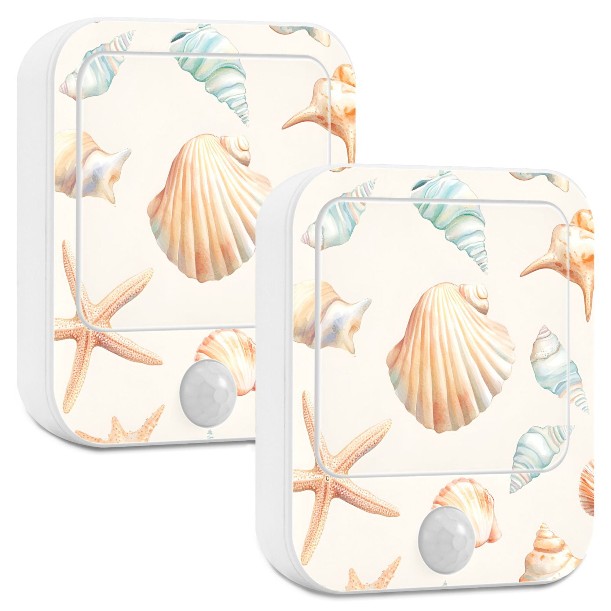 Yayeee 2-Pack Plug in LED Night Lights with Light Sensors Motion Detectors, Gray Seashell ...