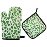 Yayeee Oven Mitts and Pot Holder Set of 2 Heat Resistant Kitchen Gloves ...
