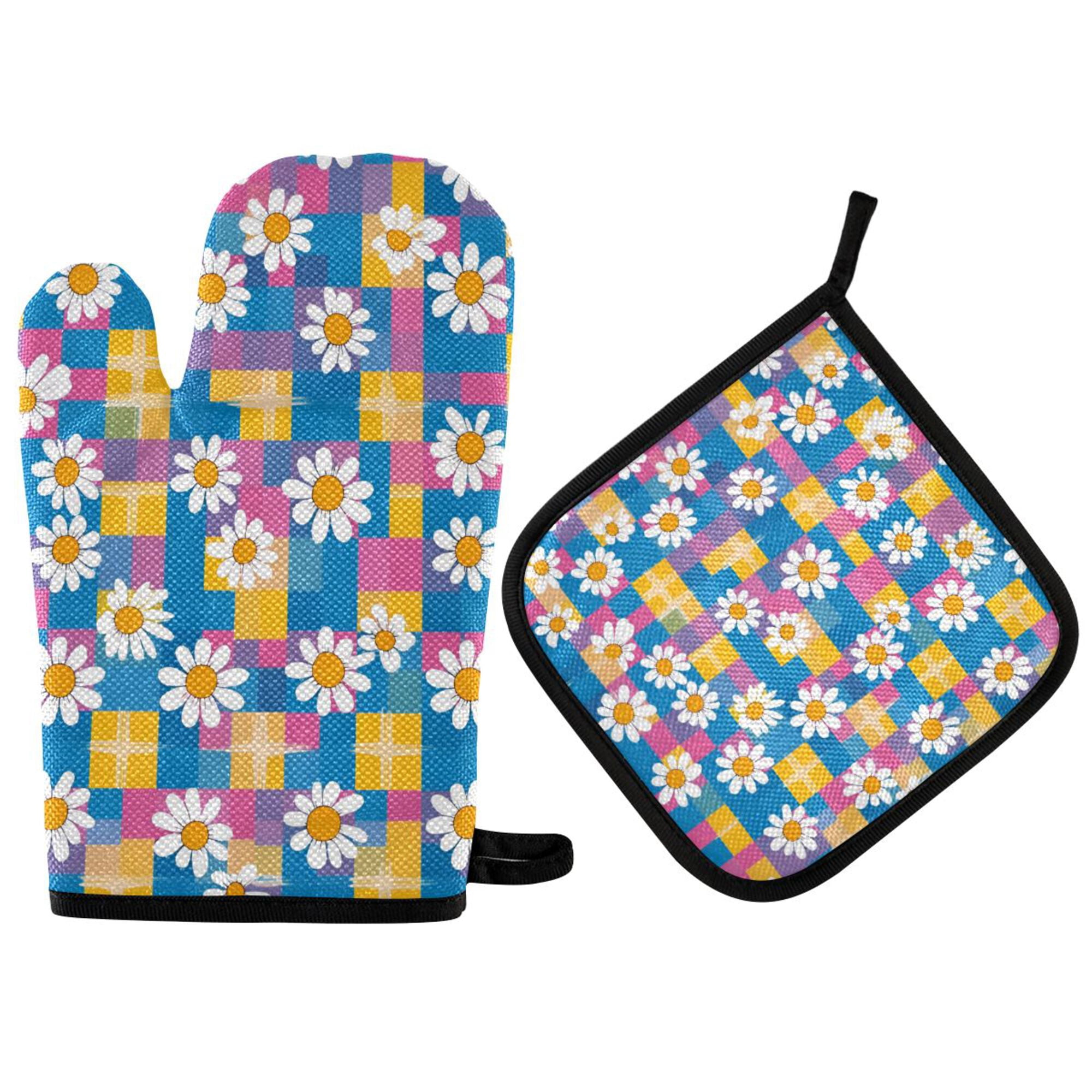 Yayeee Oven Mitts and Pot Holder Set of 4 Heat Resistant Kitchen Gloves ...