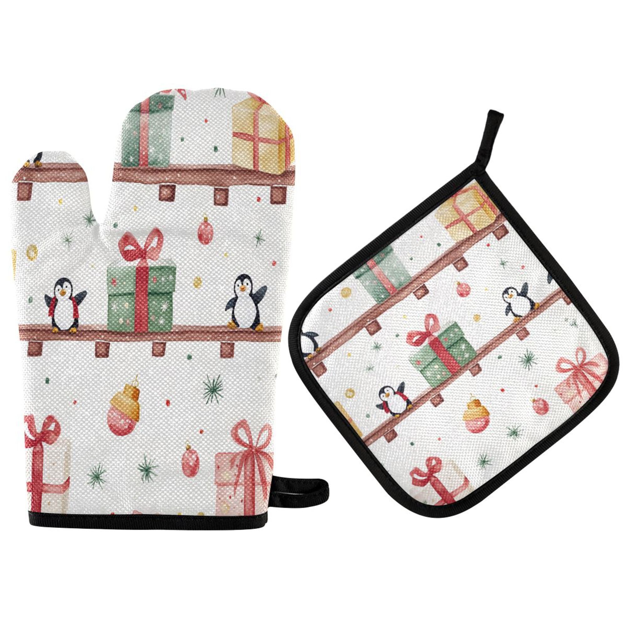 Yayeee Oven Mitts and Pot Holder Set of 4 Heat Resistant Kitchen Gloves ...
