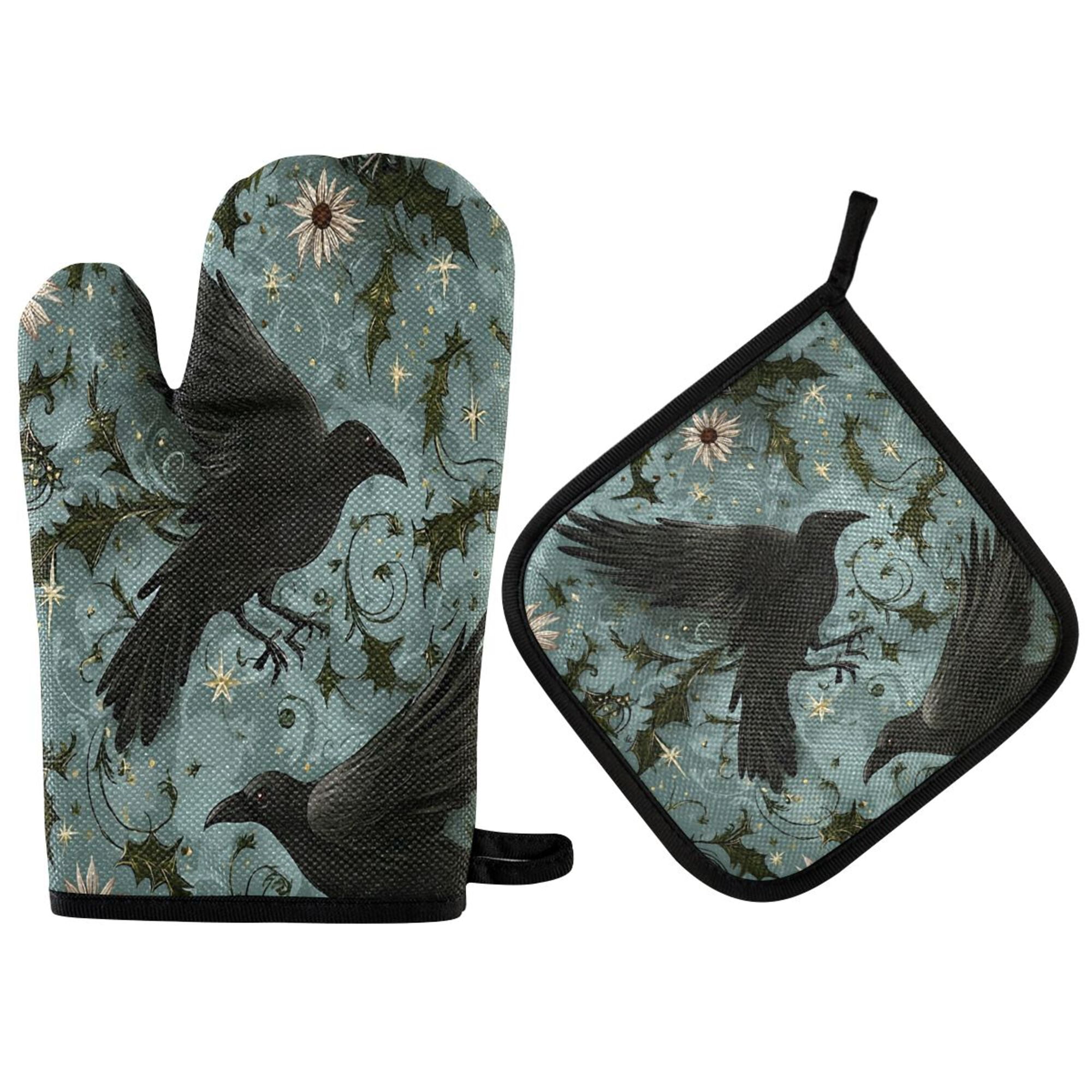 Yayeee Oven Mitts and Pot Holder Set of 4 Heat Resistant Kitchen Gloves ...