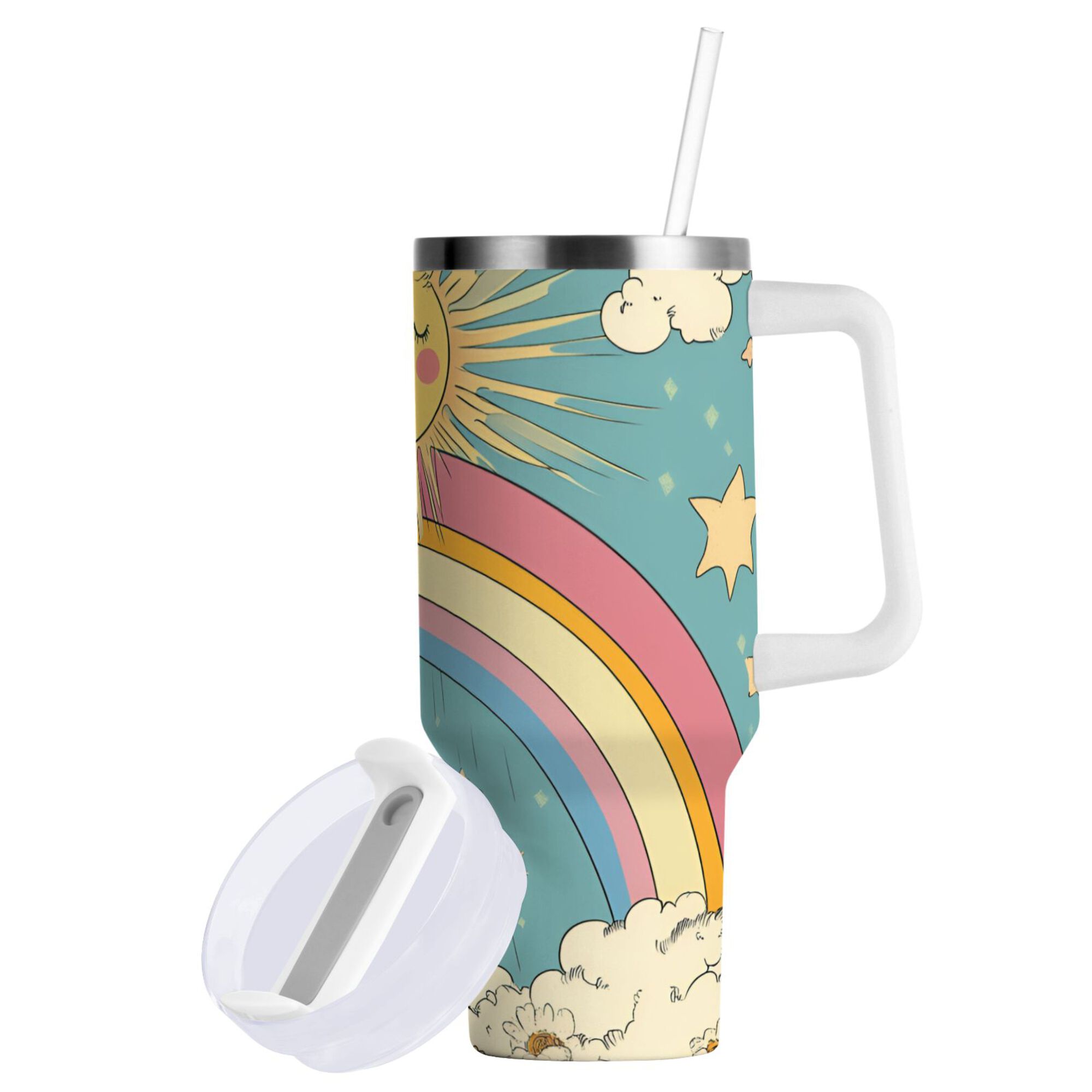 Yayeee 30oz Double-Wall Insulated Stainless Steel Tumbler with Handle ...