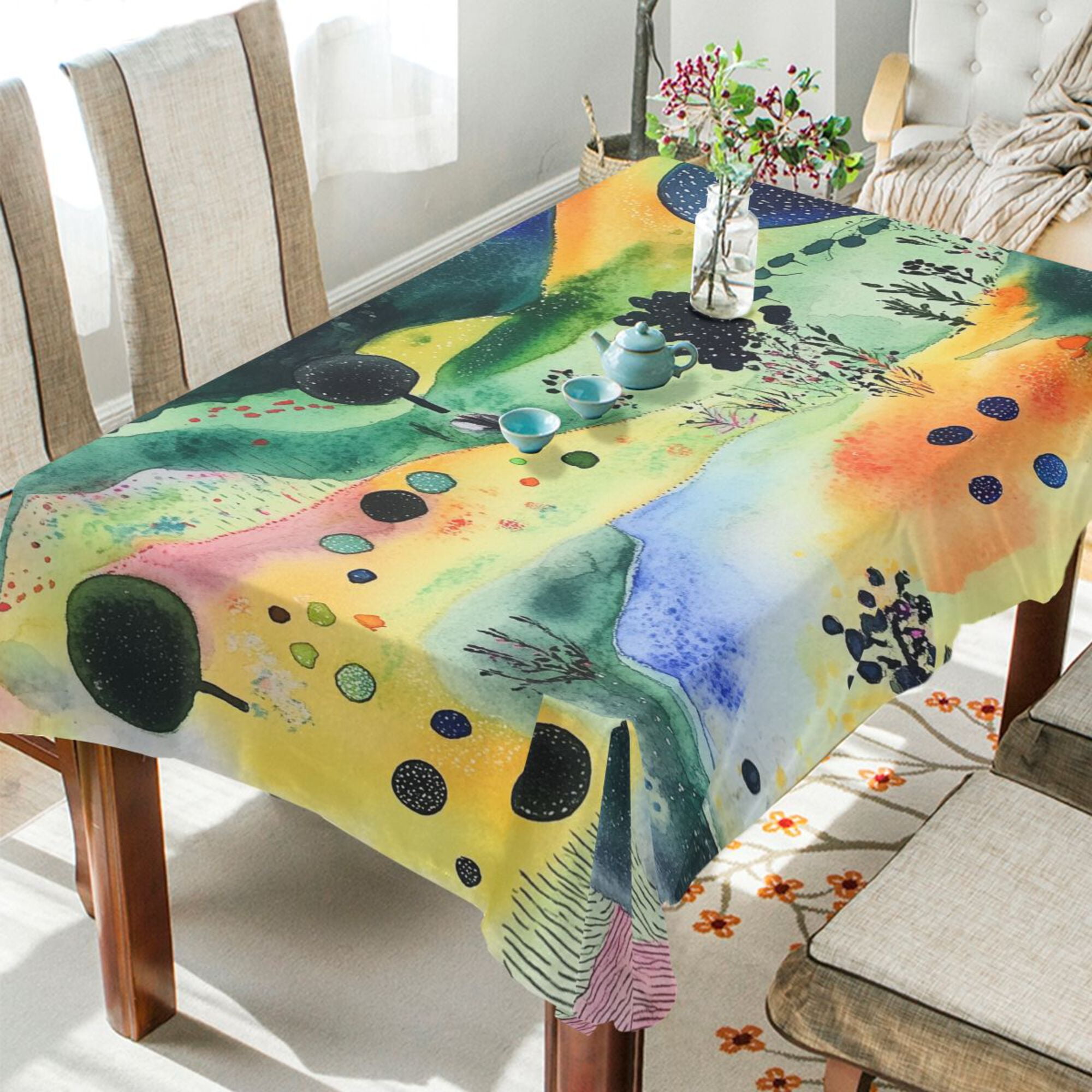 Yayeee Tablecloths for Rectangular Tables 60 x 120 inch Party Table Cover, Art Field - Walmart.com