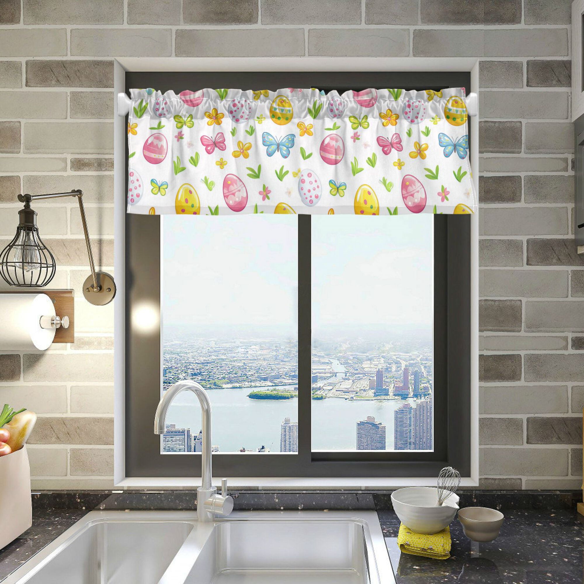 Yayeee Kitchen Valance Rod Pocket 54" x 18" Living Room Window Curtain ...