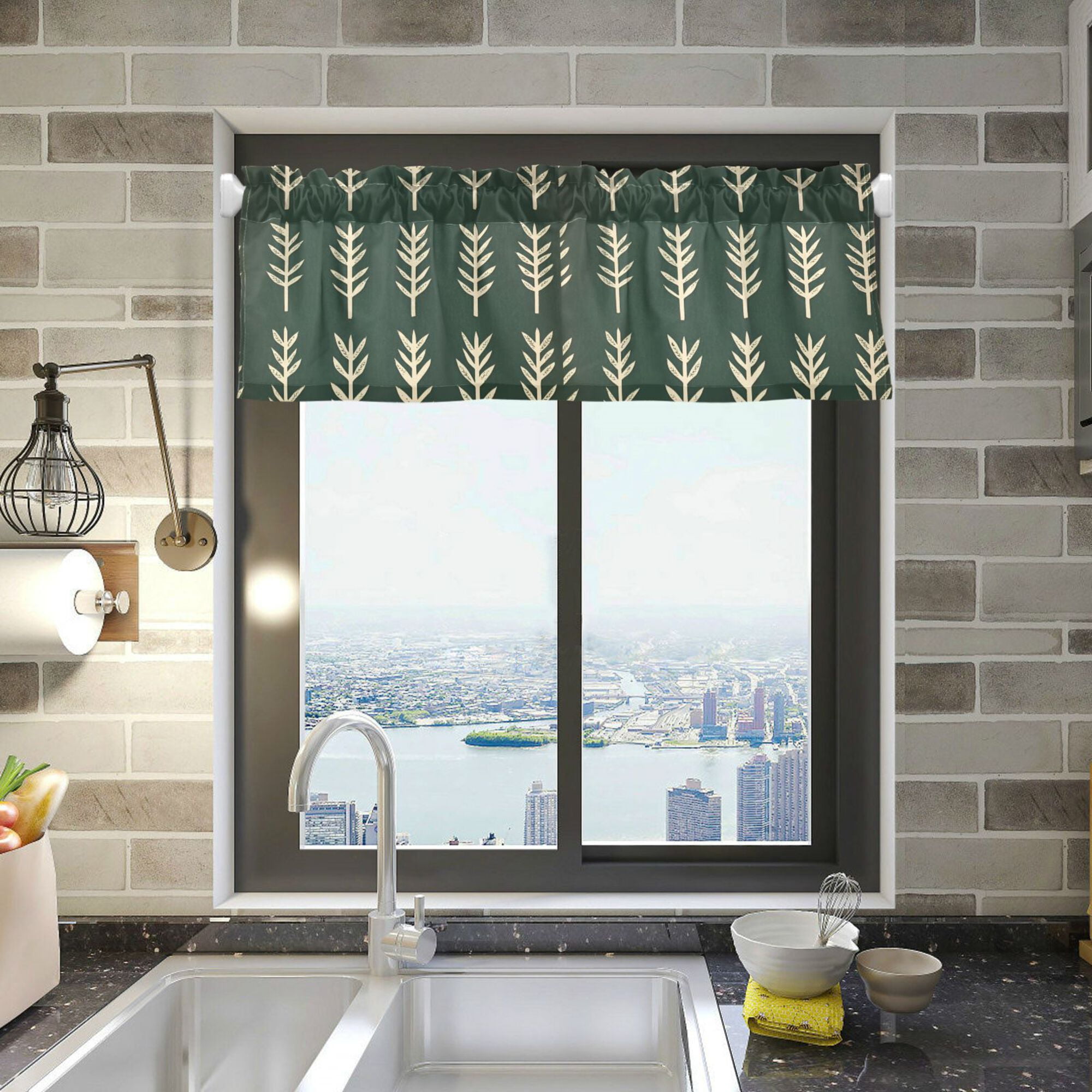 Yayeee Kitchen Valance Rod Pocket 54" x 18" Living Room Window Curtain ...