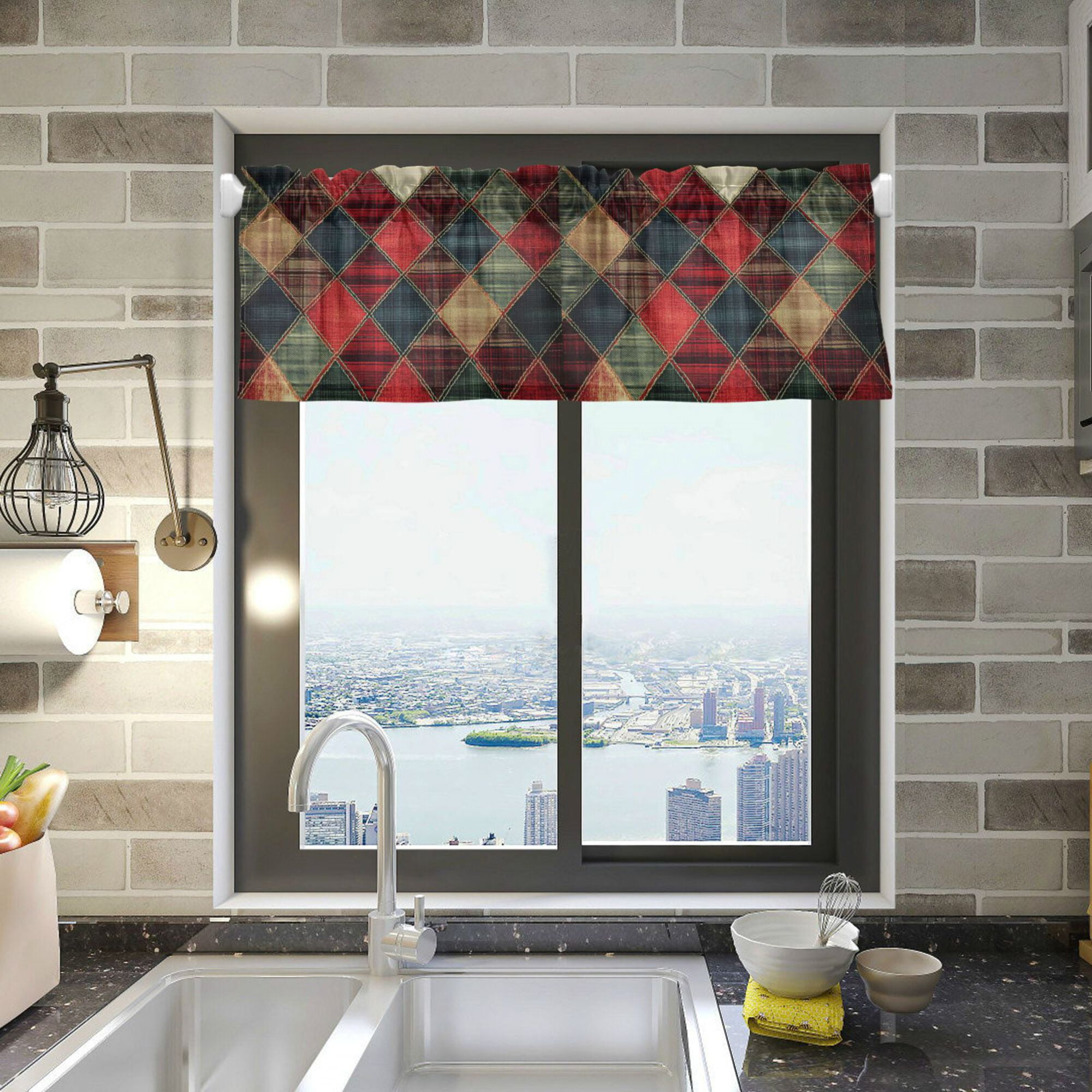 Yayeee Kitchen Valance Rod Pocket 54" x 18" Living Room Window Curtain ...