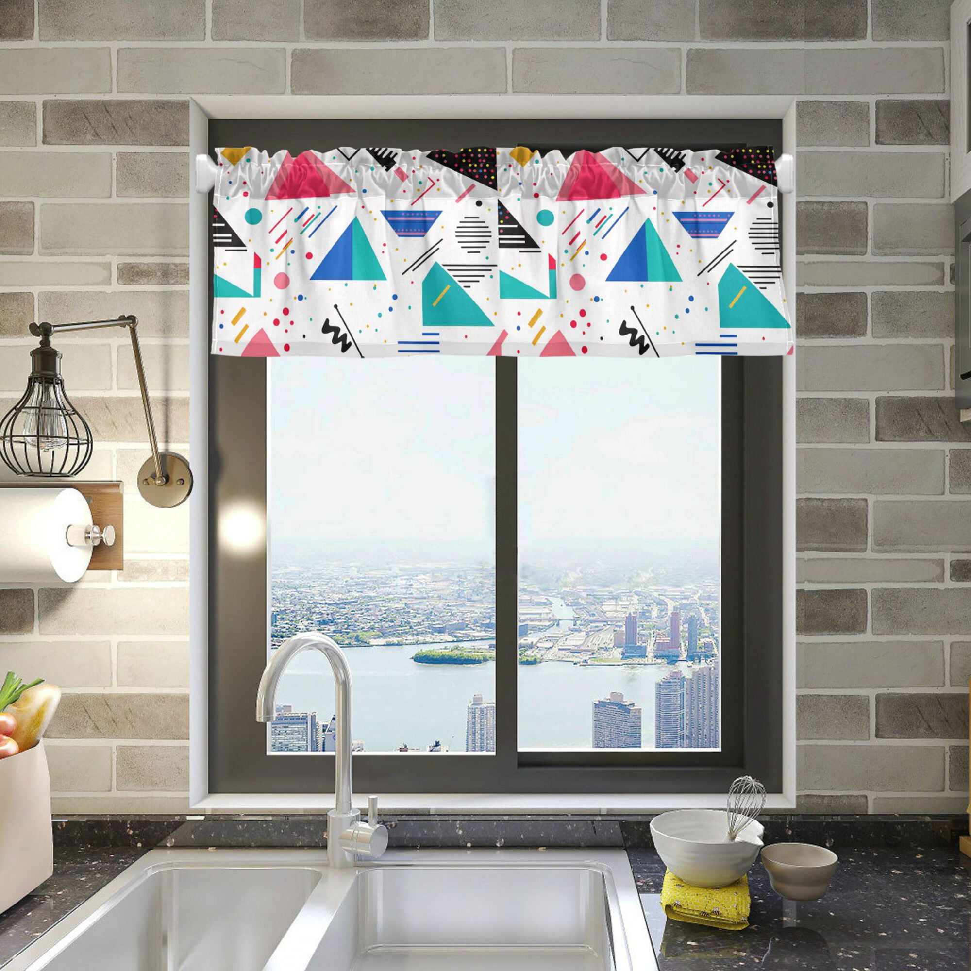 Yayeee Kitchen Valance Rod Pocket 54" x 18" Living Room Window Curtain ...