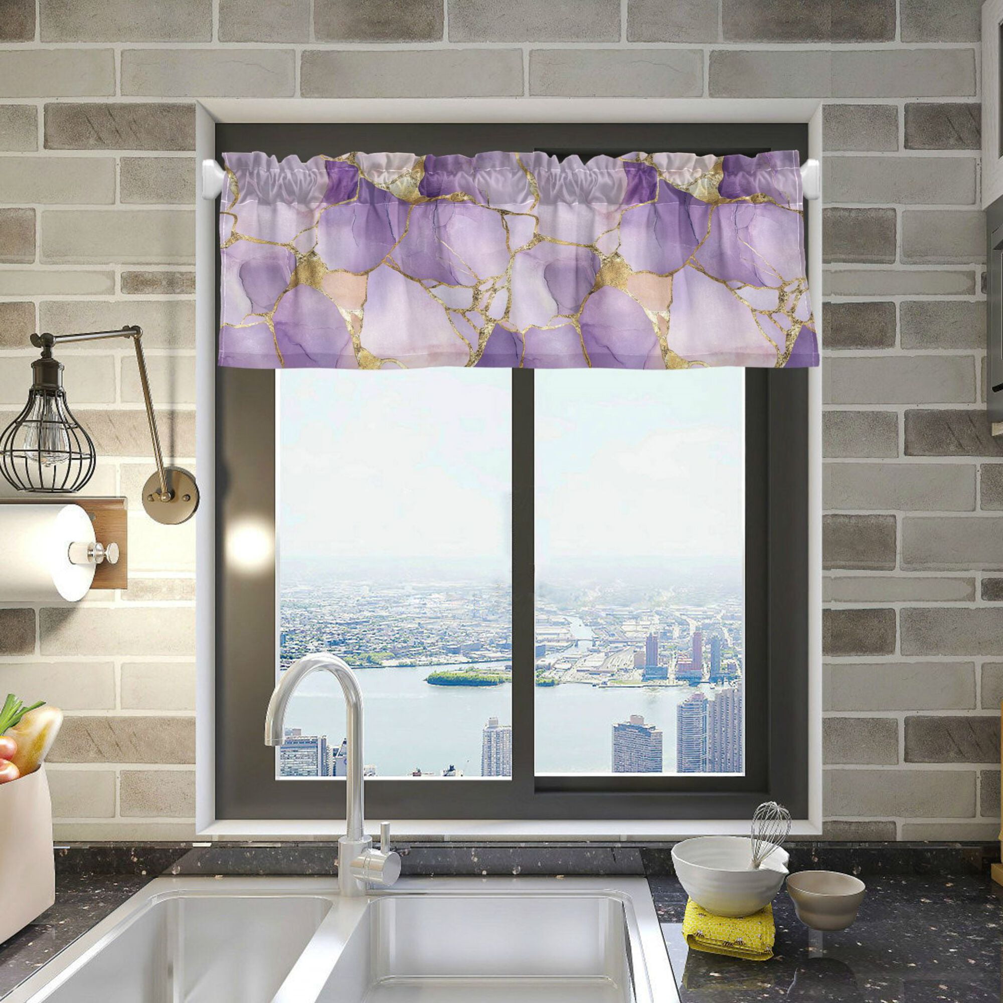 Yayeee Kitchen Valance Rod Pocket 54" x 18" Living Room Window Curtain ...