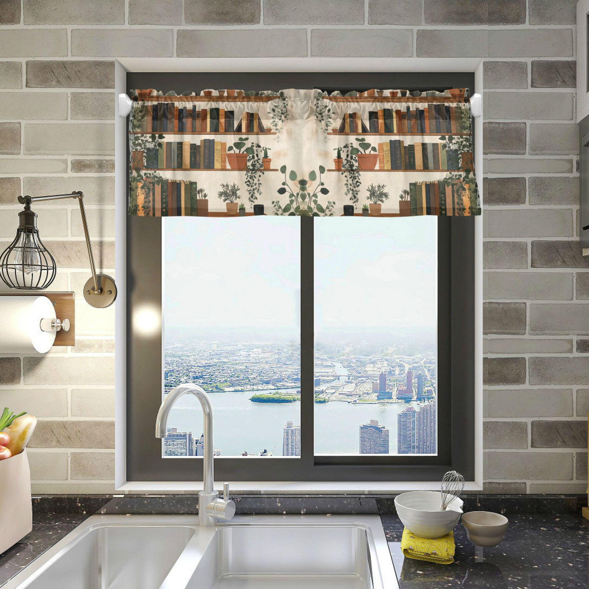 Yayeee Kitchen Valance Rod Pocket 54" x 18" Living Room Window Curtain ...