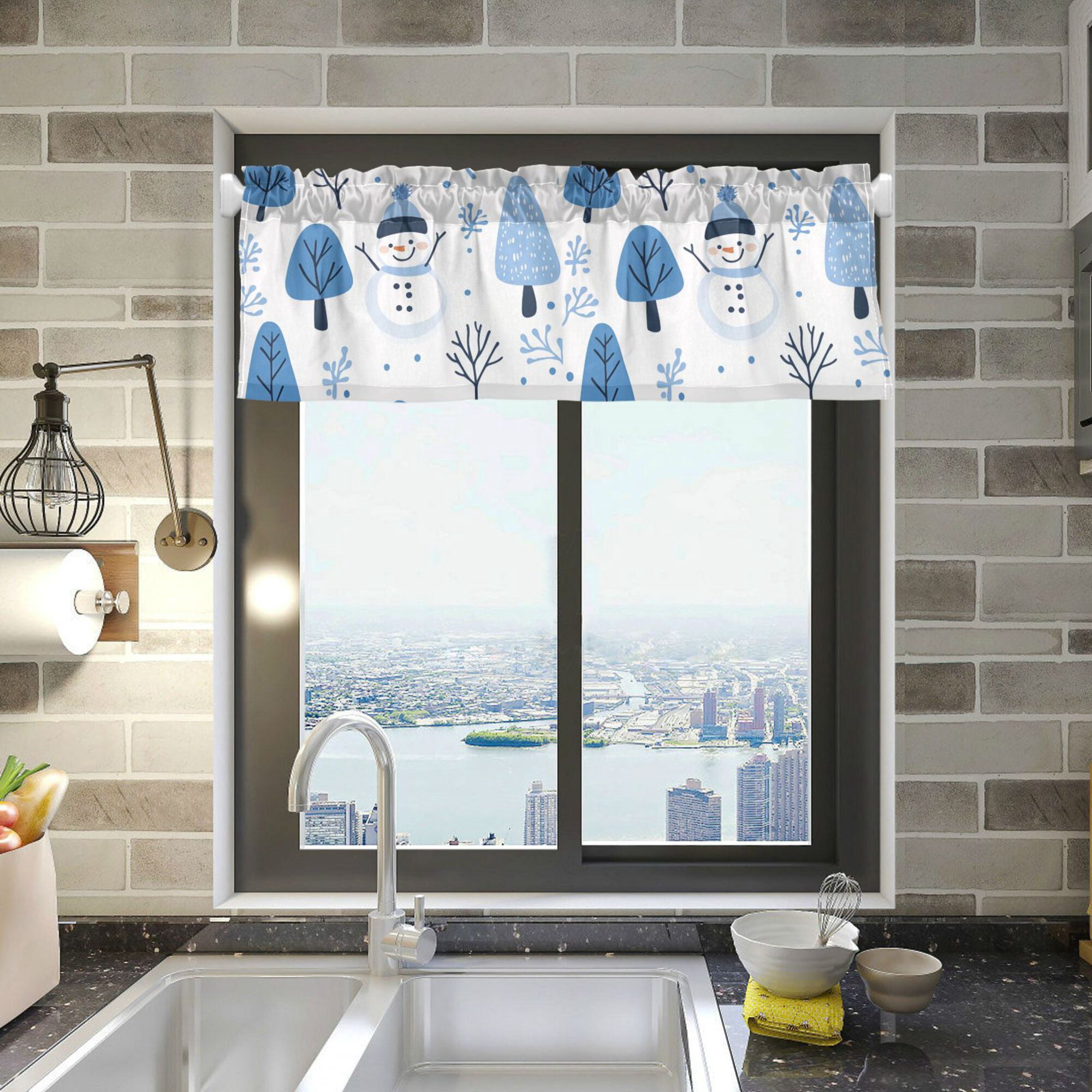 Yayeee Kitchen Valance Rod Pocket 54" x 18" Living Room Window Curtain ...